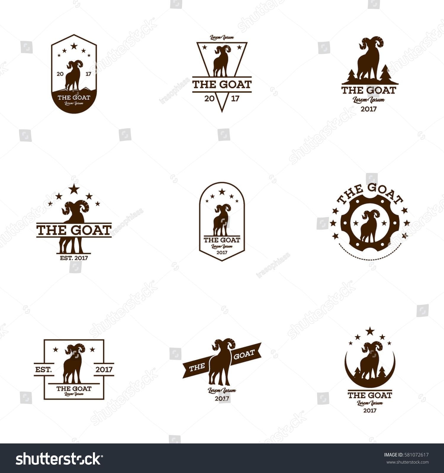Mountain Goat Logo Design Template Stock Vector (Royalty Free) 581072617