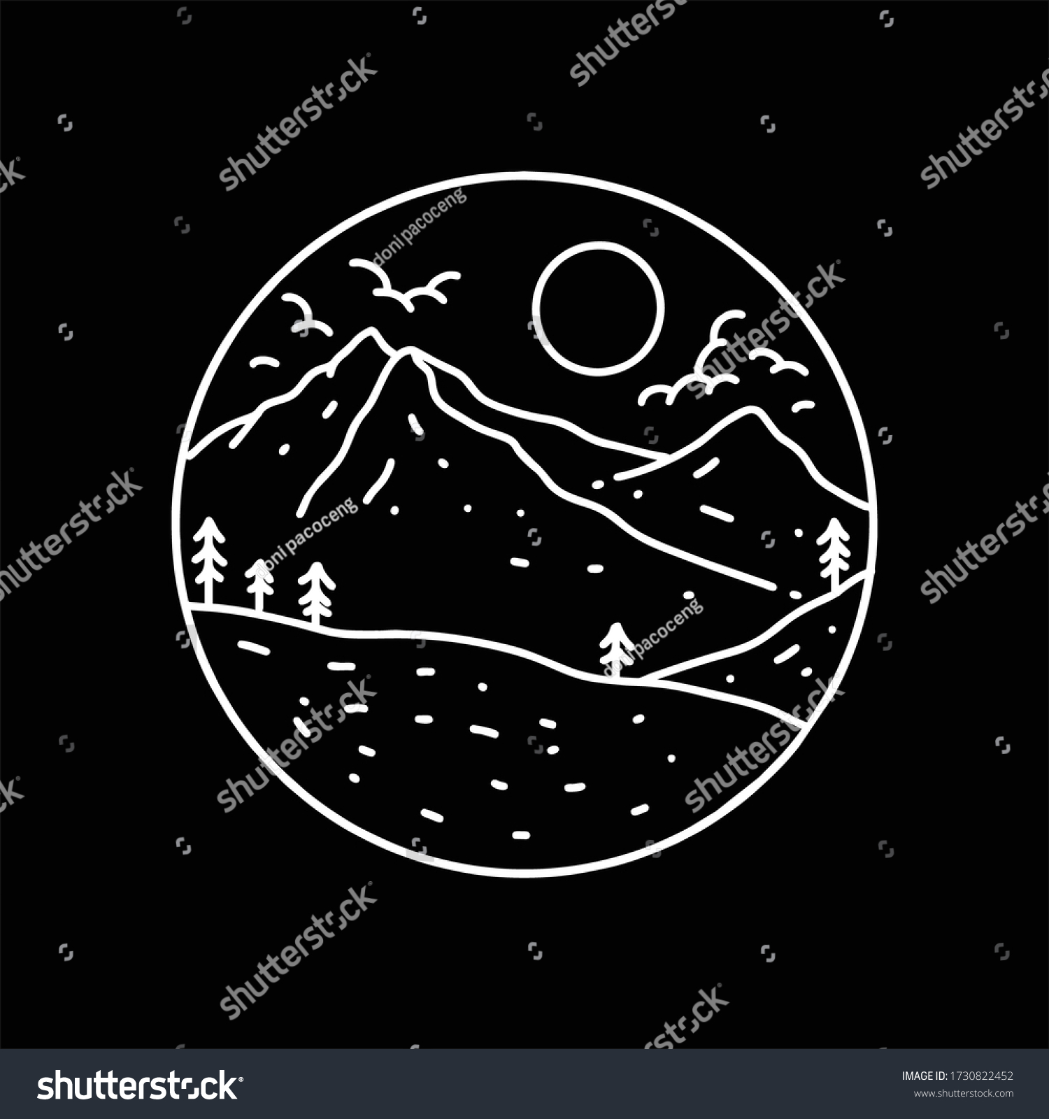Mountain Line Art Vector Design Stock Vector (Royalty Free) 1730822452