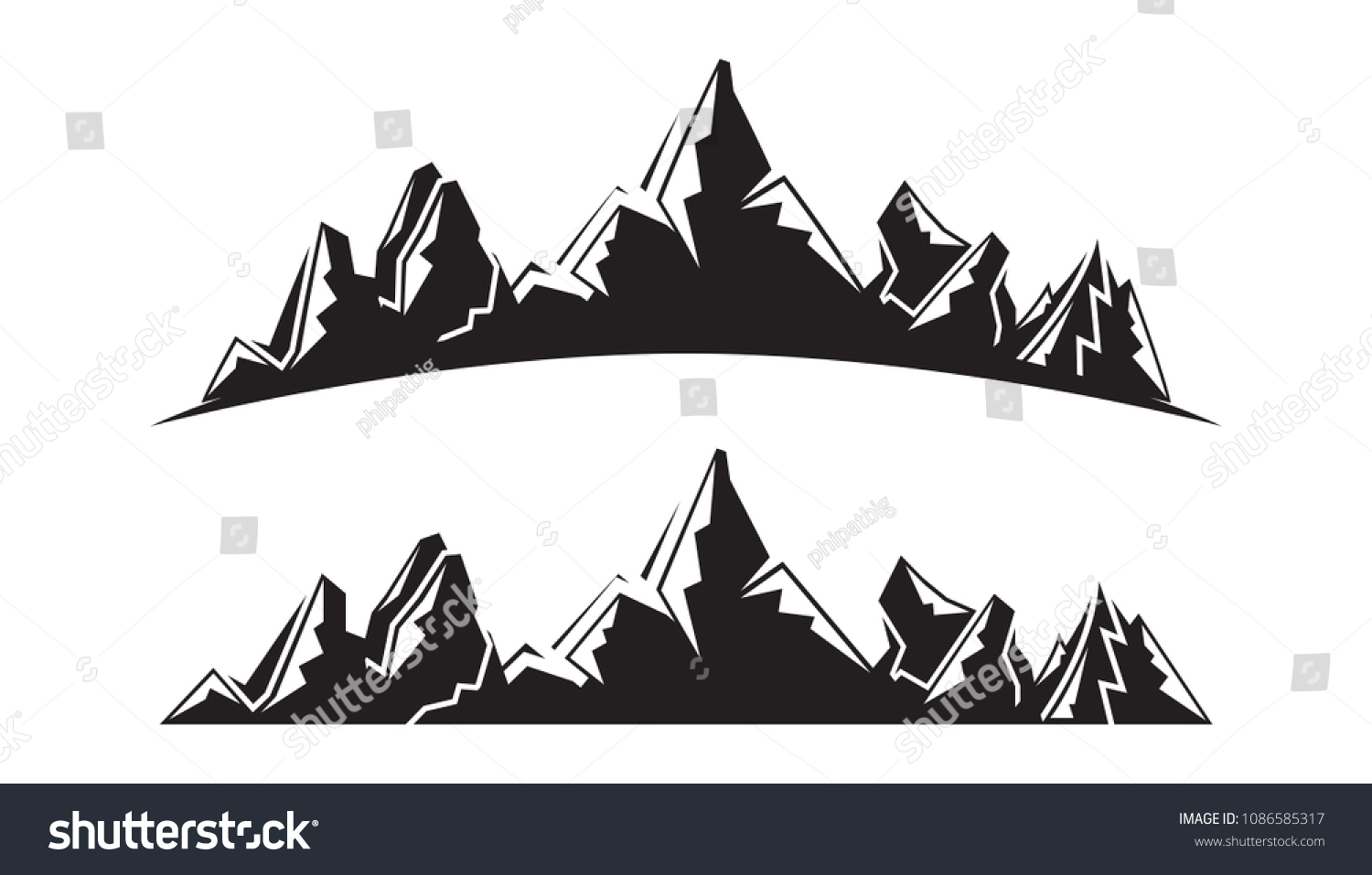 Mountain Range White Background Stock Vector (Royalty Free) 1086585317