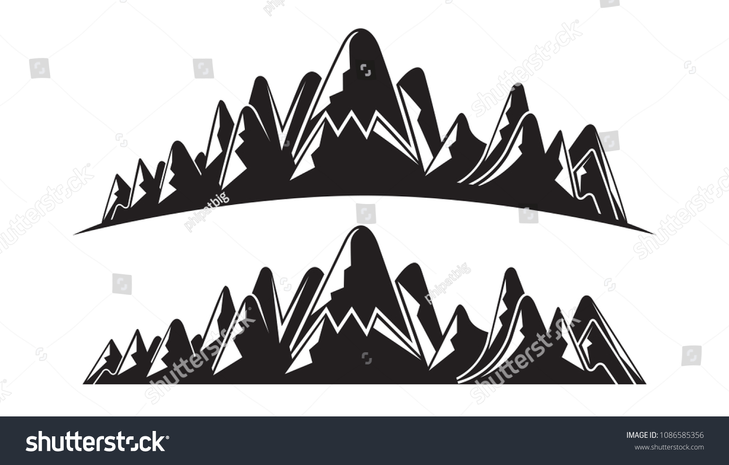 Mountain Range White Background Stock Vector (Royalty Free) 1086585356