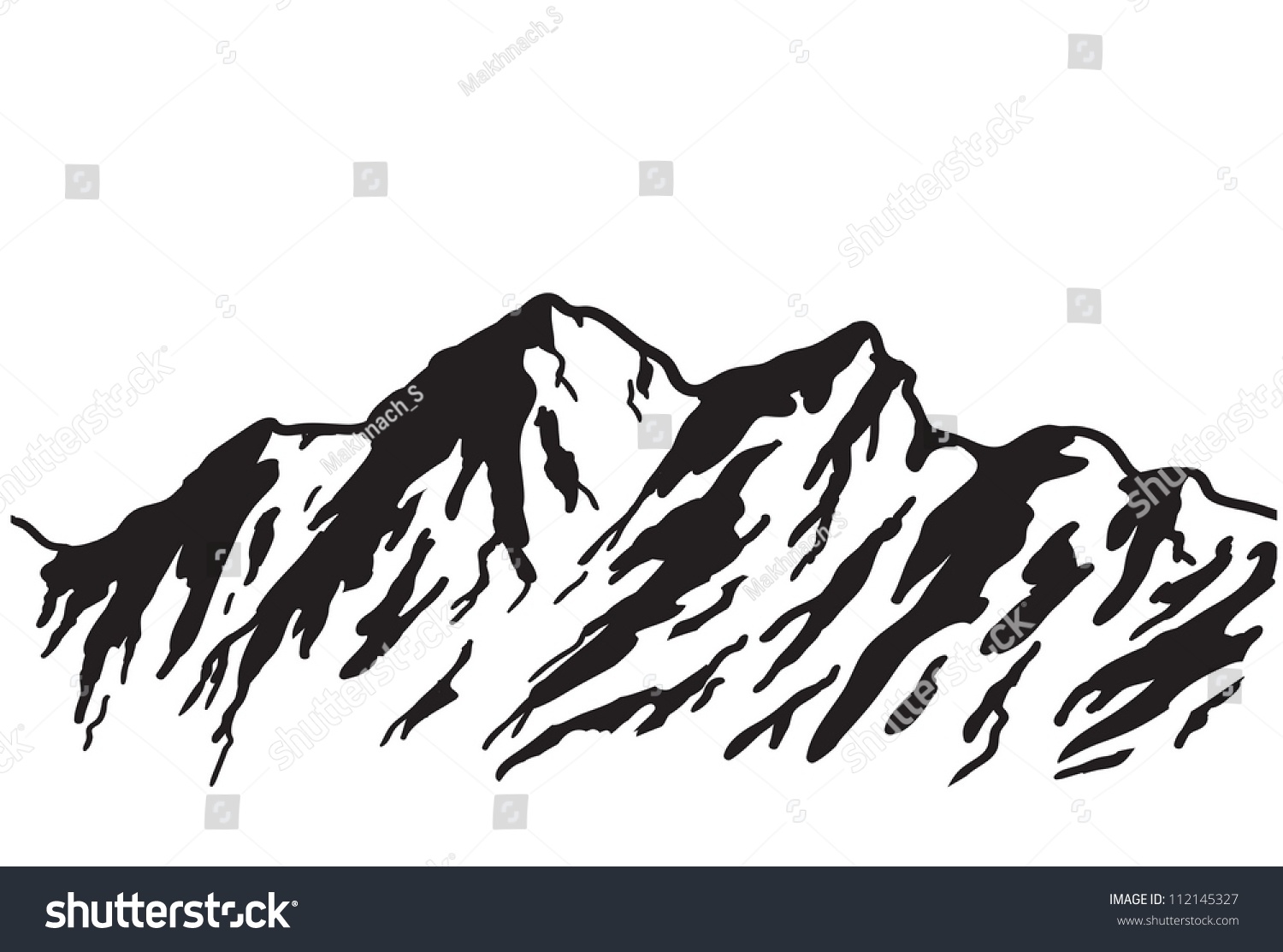 Mountain Range Isolated On White Vector Stock Vector (Royalty Free ...