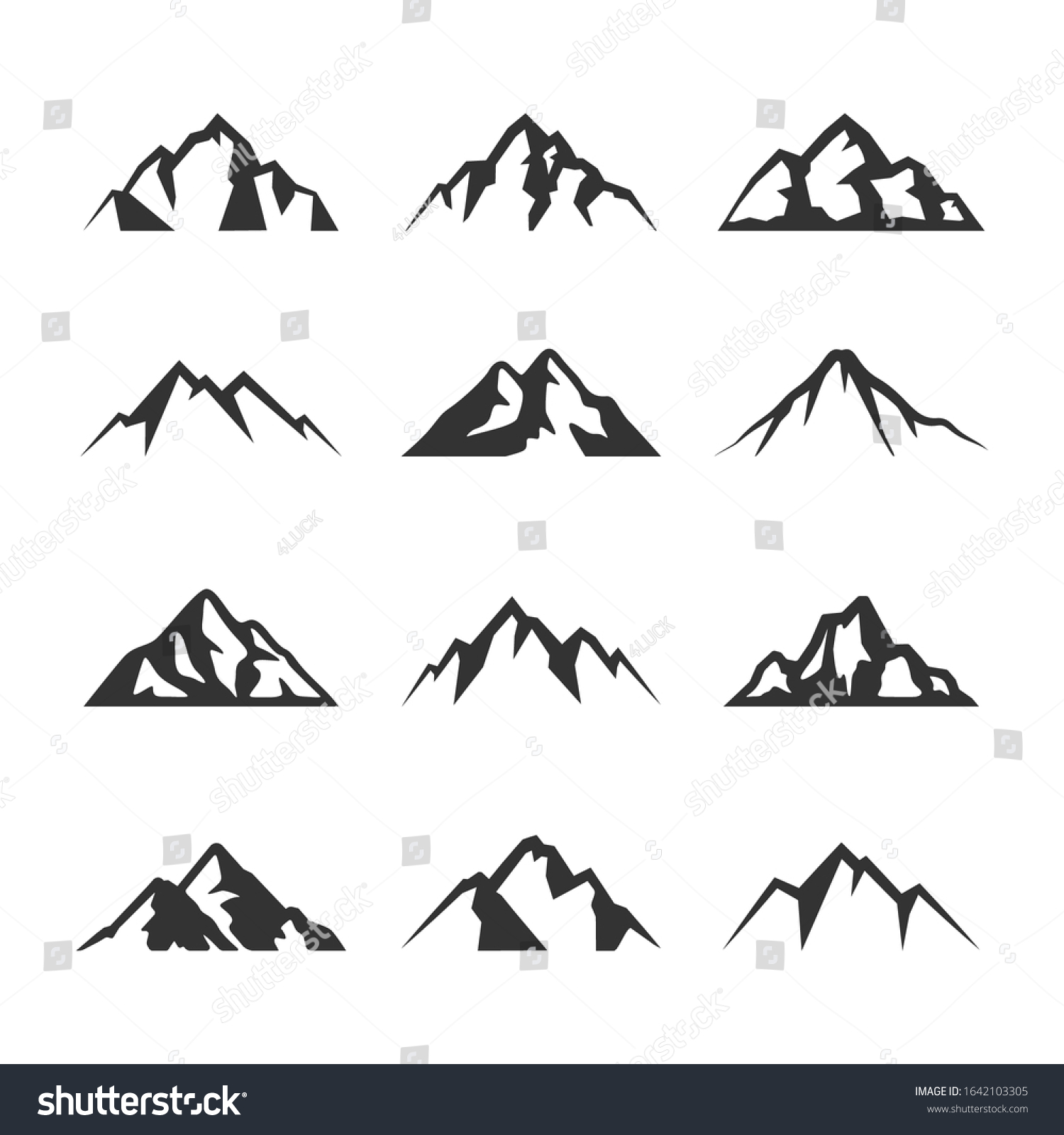 Mountain Shapes Vector Icon Set Stock Vector (Royalty Free) 1642103305 ...