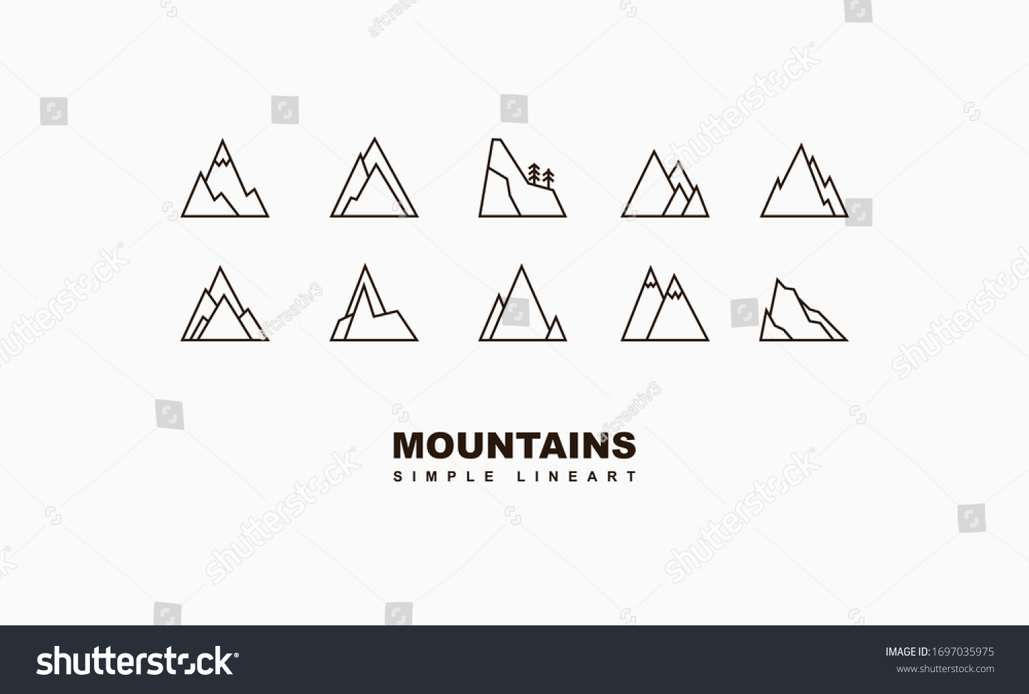 Mountain Simple Vector Line Art Stock Vector (Royalty Free) 1697035975