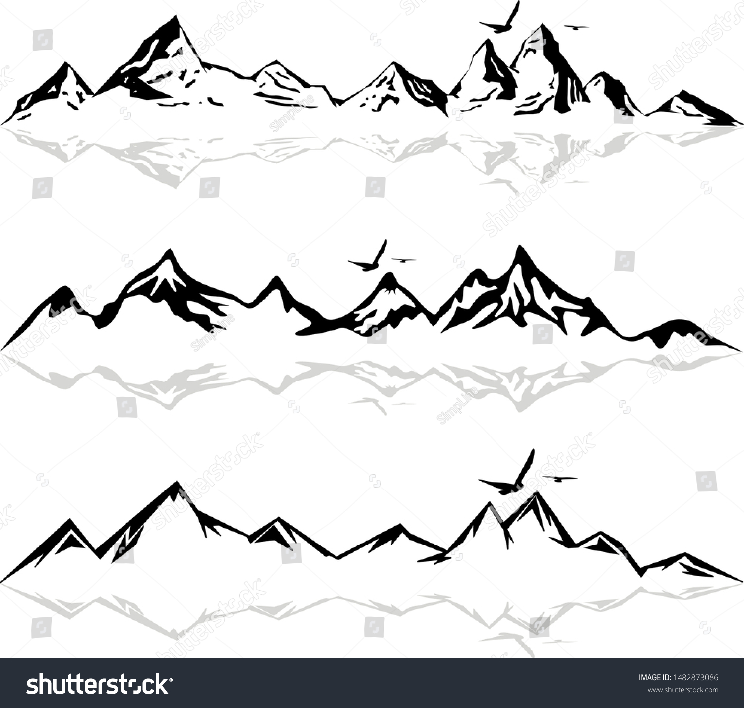 Mountain Skyline Landscape Vector Silhouette Stock Vector (Royalty Free ...
