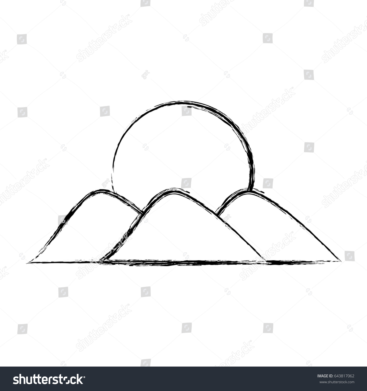 Mountain Sun Drawing Stock Vector (Royalty Free) 643817062