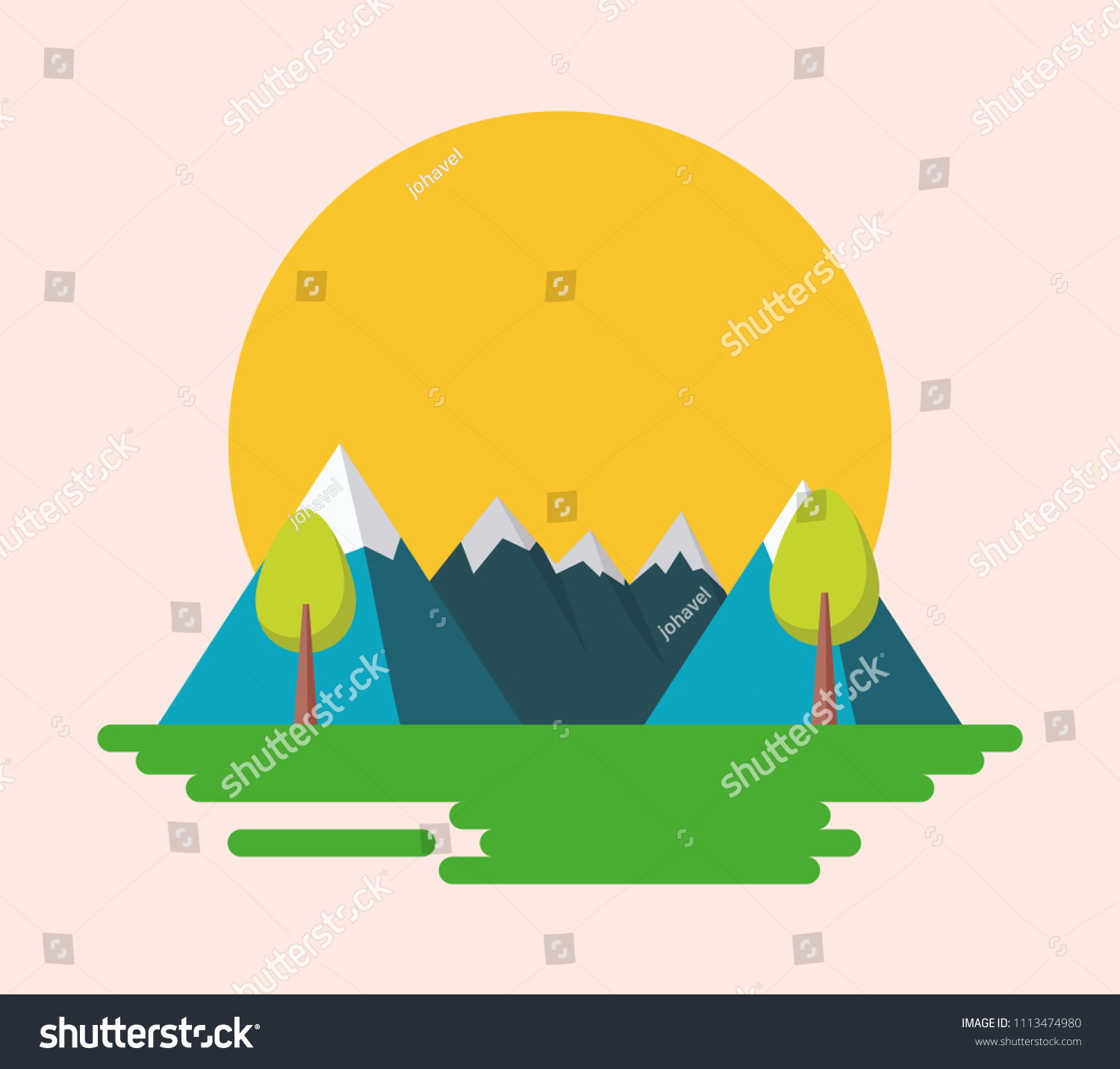 Mountains Landscape Design Stock Vector (Royalty Free) 1113474980 ...