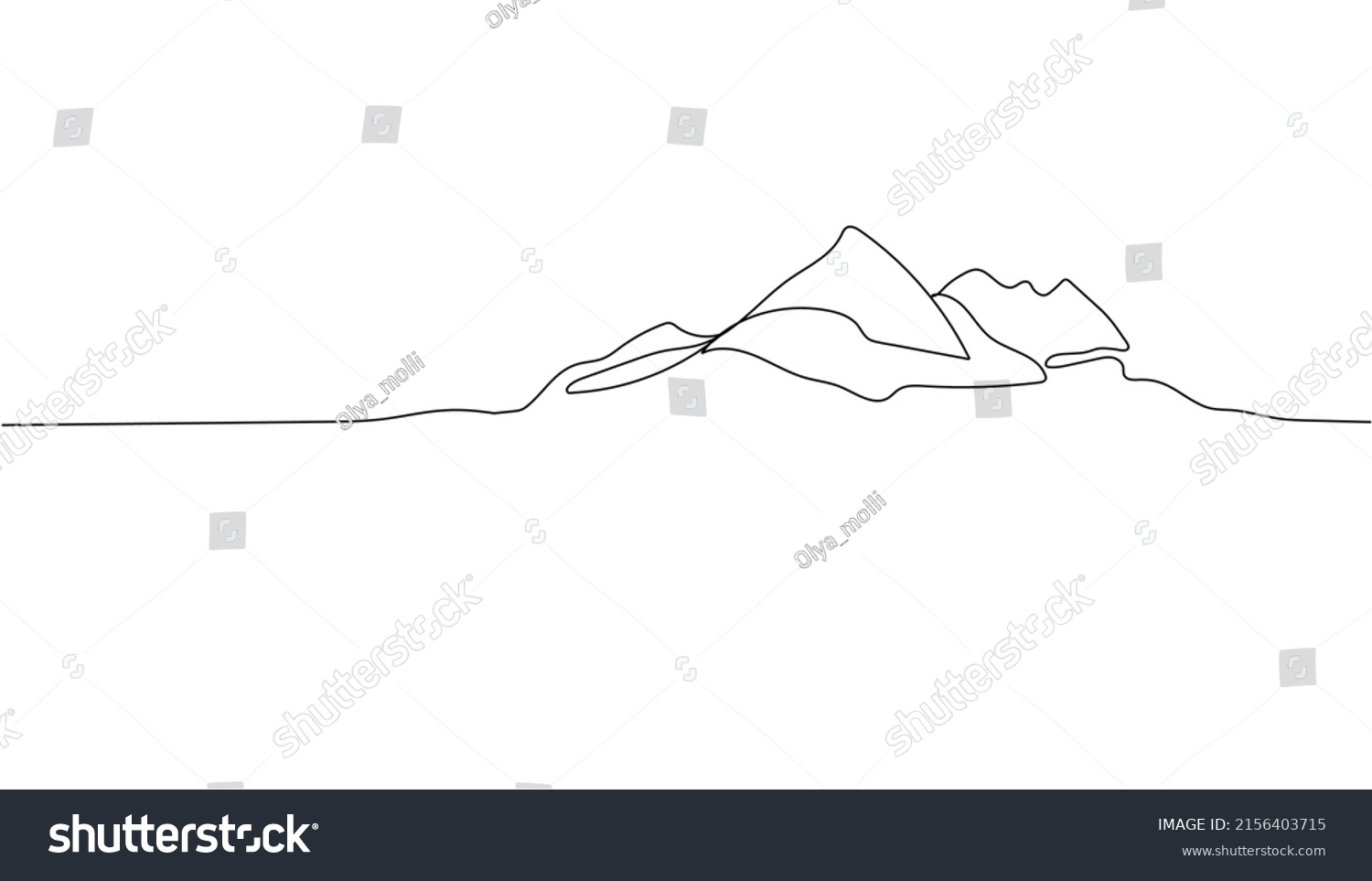Mountains One Single Line Continuous Line Stock Vector (Royalty Free ...