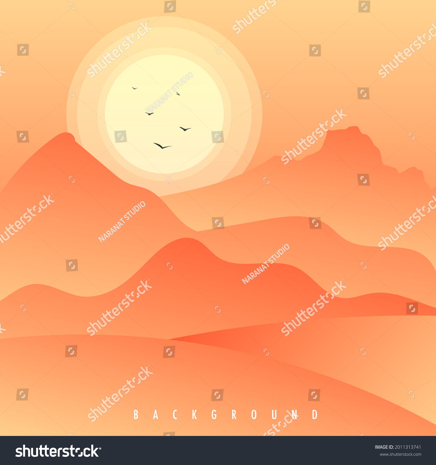 Mountains Overlap Sunset Illustration Vector Eps Stock Vector (Royalty ...