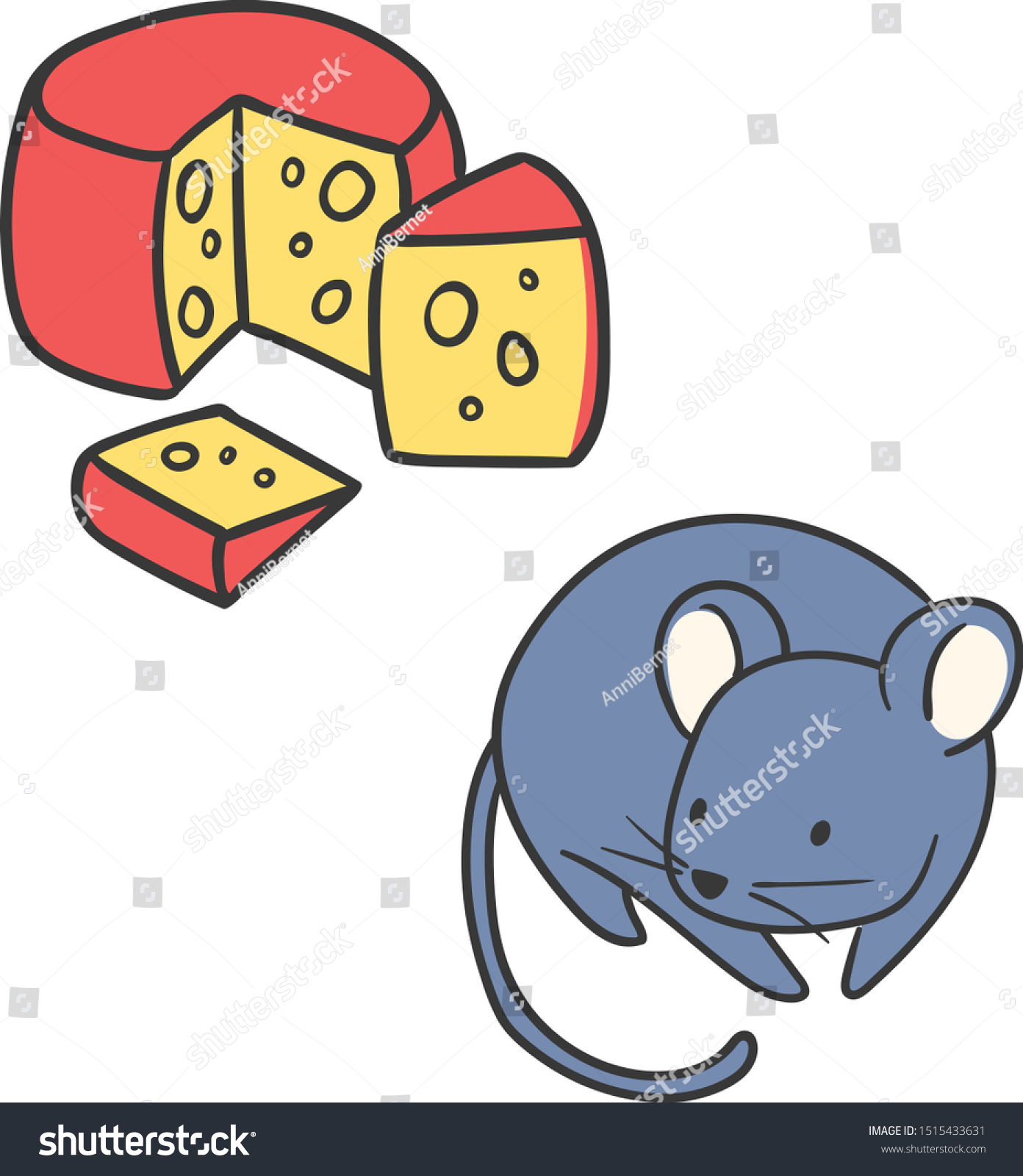 Mouse Cheese Cartoon Illustration Vector Stock Vector (Royalty Free ...