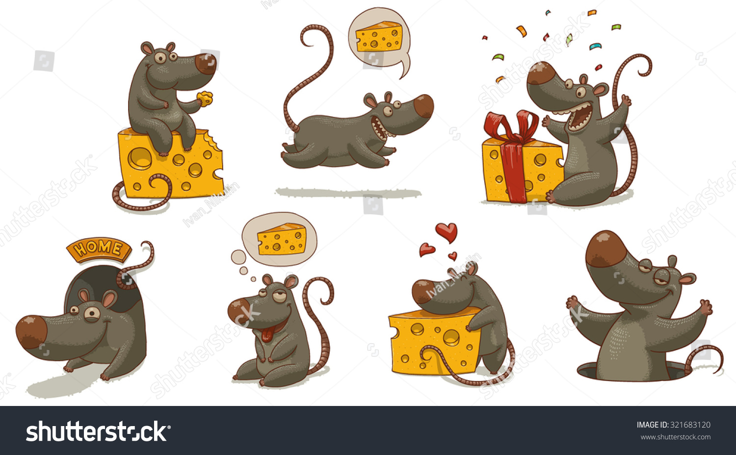 Mouse Cheese Set Vector Stock Vector (Royalty Free) 321683120