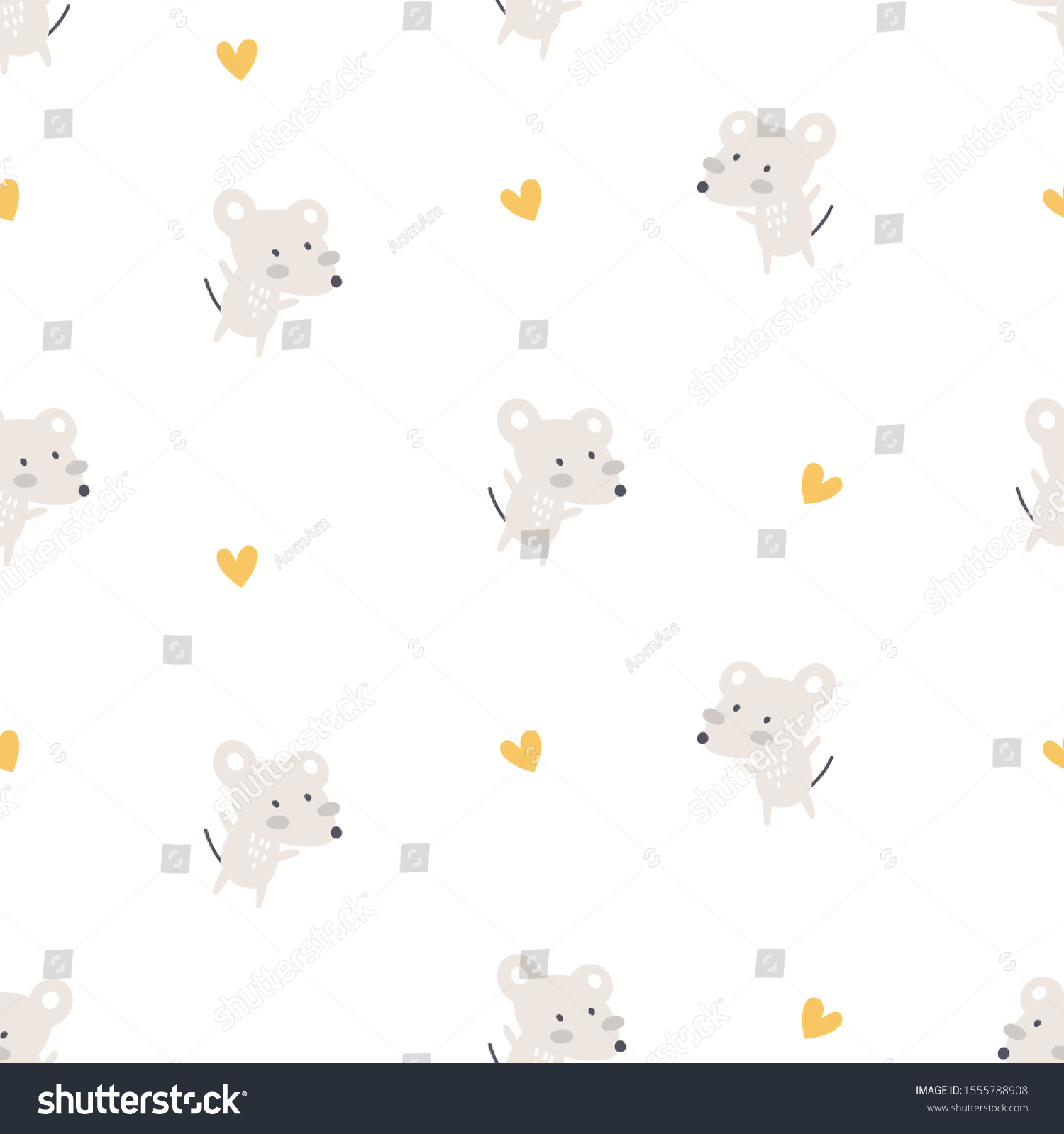 Mouse Heart Seamless Background Repeating Pattern Stock Vector (Royalty ...