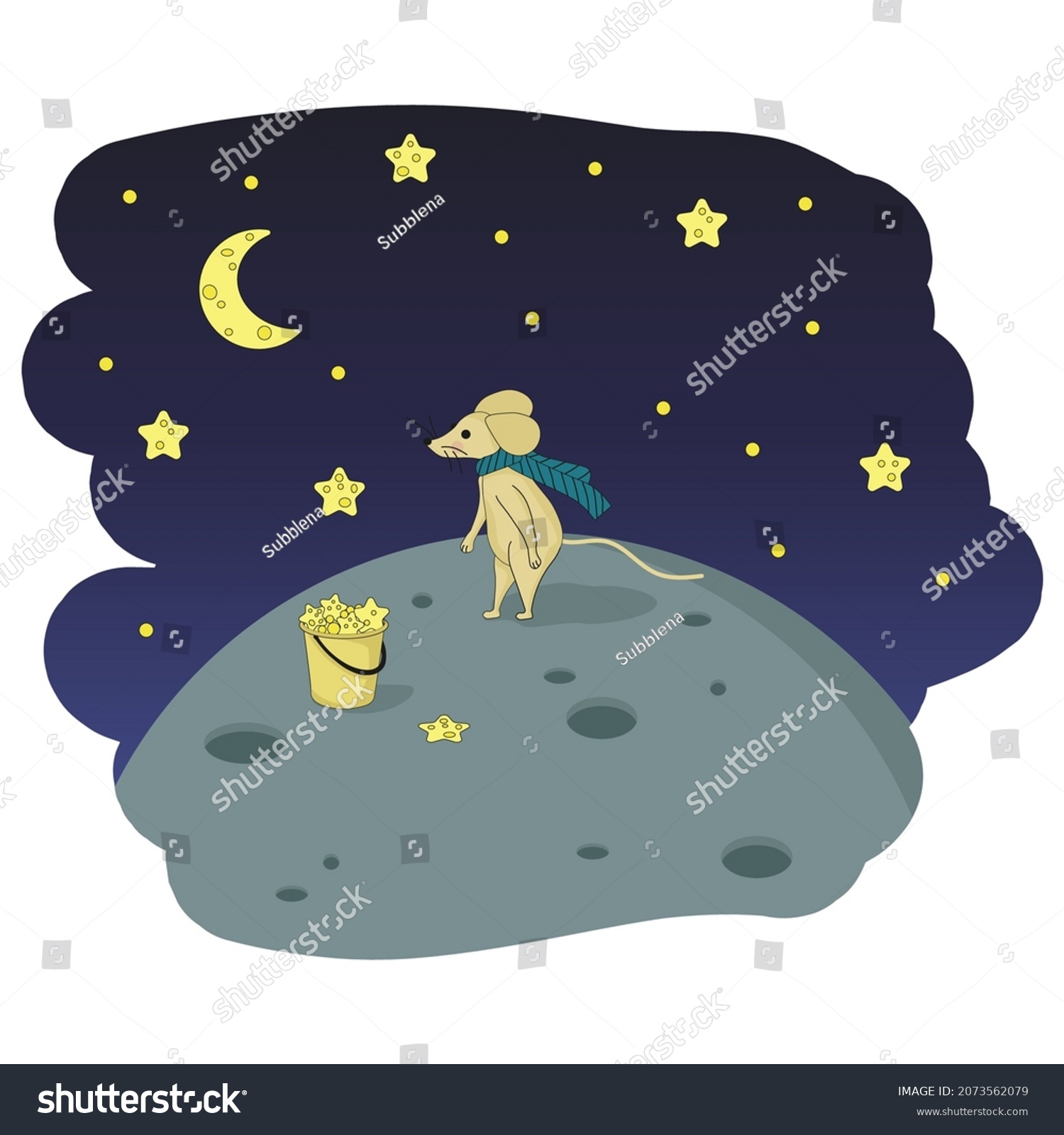 Mouse Moon Vector Illustration Stock Vector (Royalty Free) 2073562079 ...