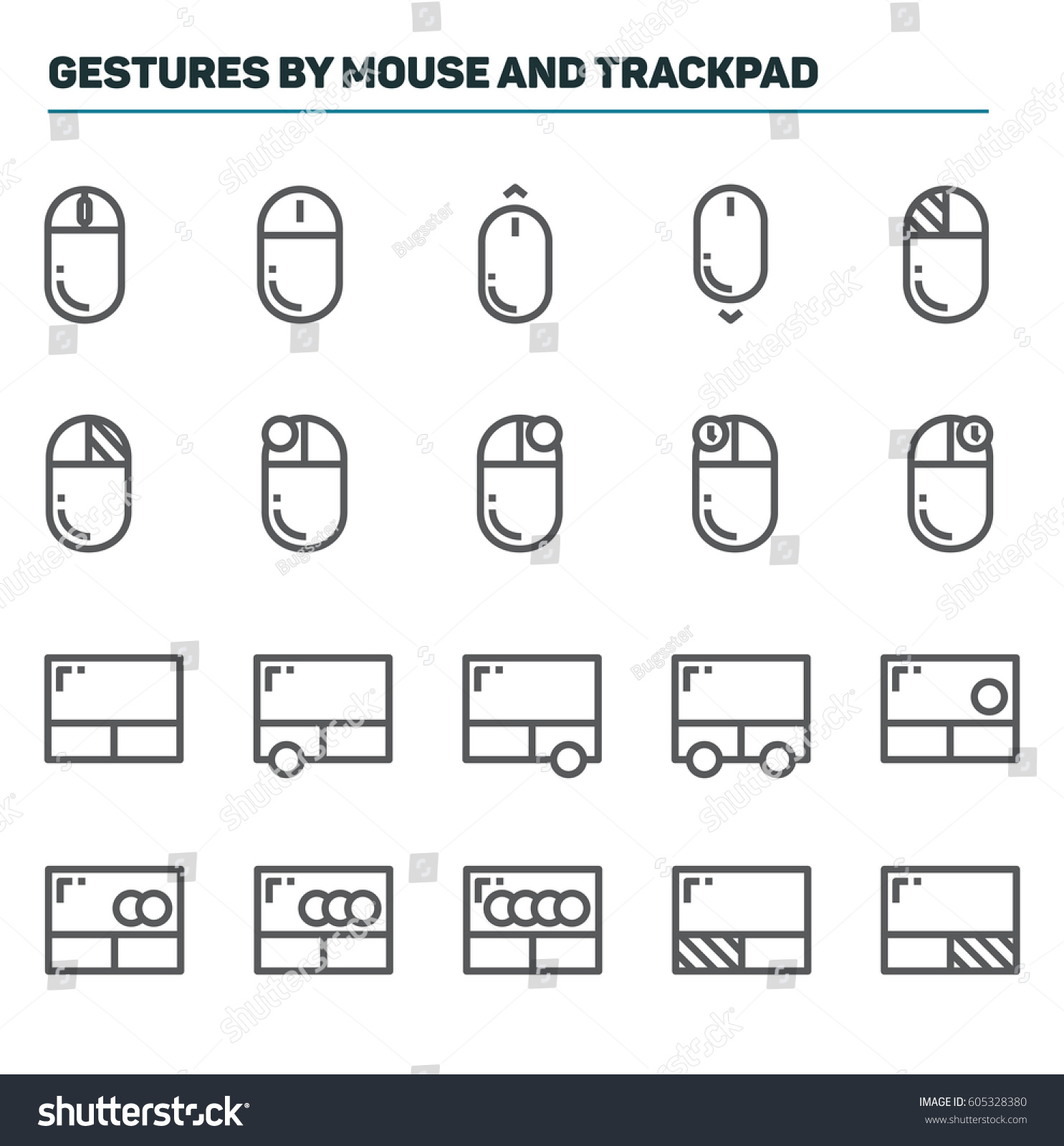 Mouse Trackpad Interactions Icon Set Stock Vector (Royalty Free) 605328380