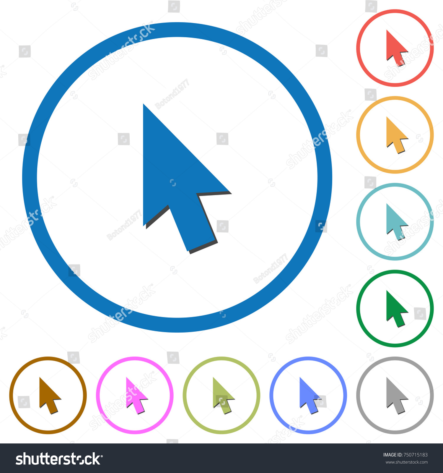 Mouse Cursor Flat Color Vector Icons Stock Vector 750715183 Shutterstock
