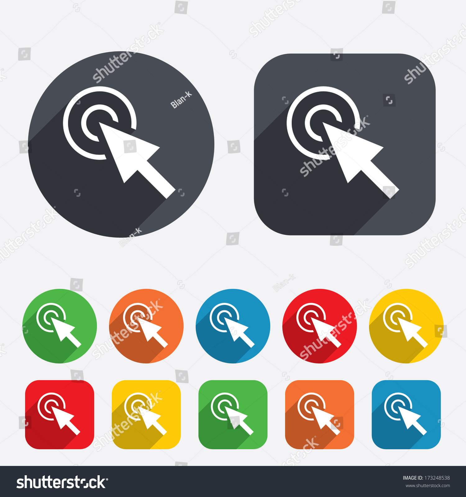 Mouse Cursor Sign Icon. Pointer Symbol. Circles And Rounded Squares 12 ...
