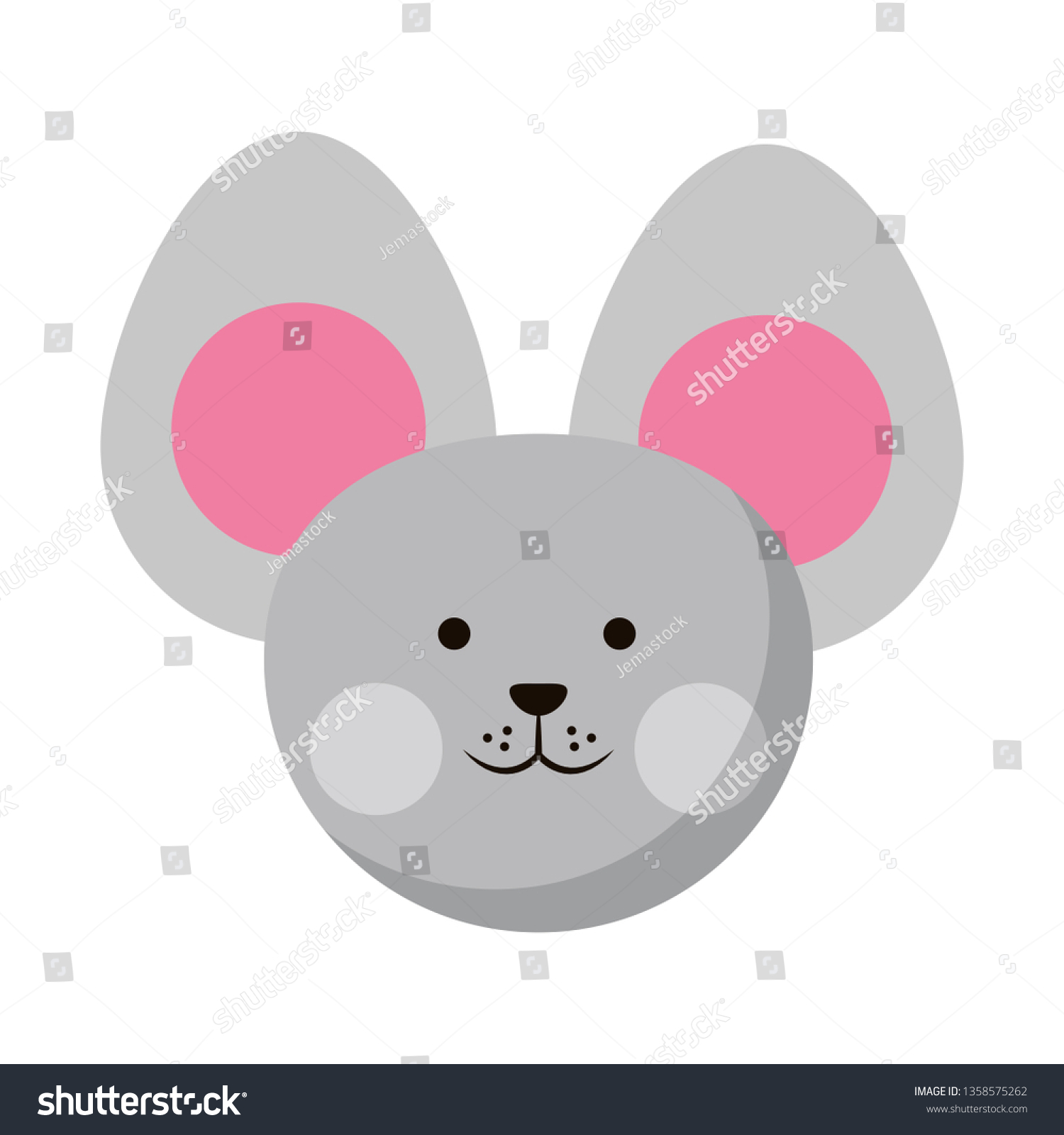 Mouse Cute Animal Head Stock Vector (Royalty Free) 1358575262