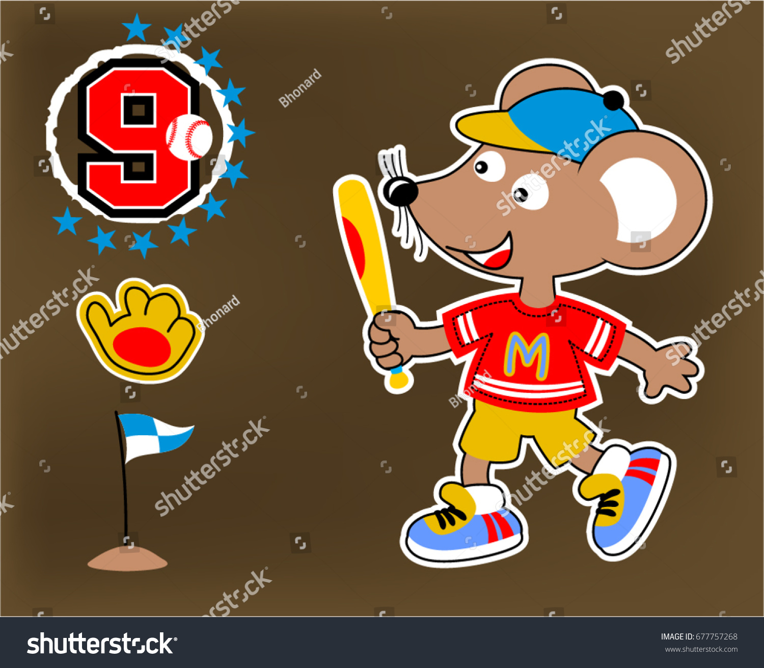 Mouse Baseball Player Vector Cartoon Illustration Stock Vector (Royalty ...