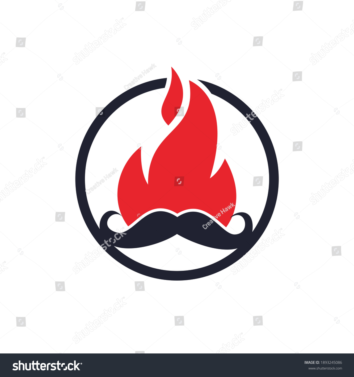 Moustache Fire Vector Logo Design Template Stock Vector (Royalty Free ...