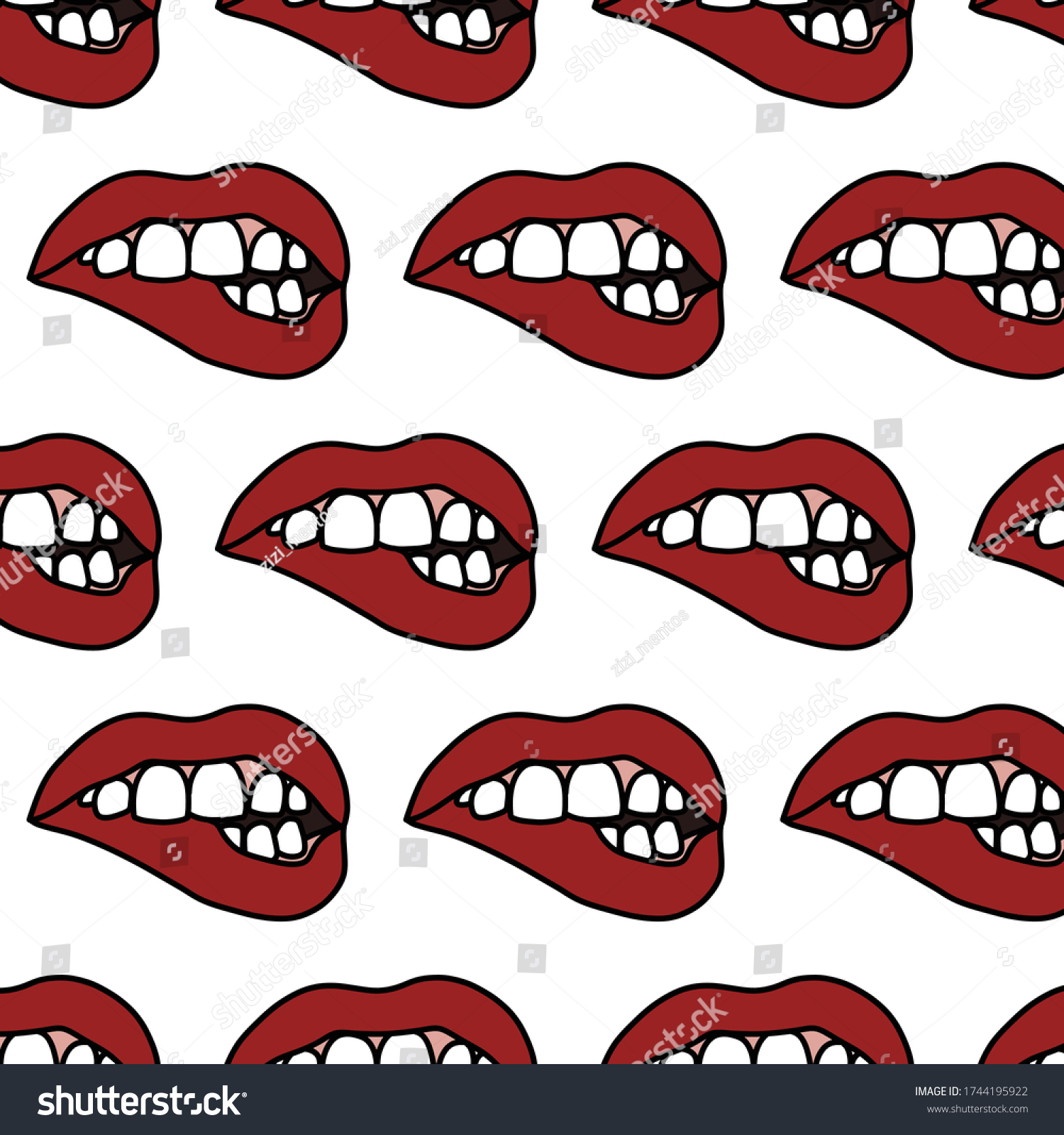 Mouth Lips Doodle Pattern Vector Illustration Stock Vector (Royalty ...