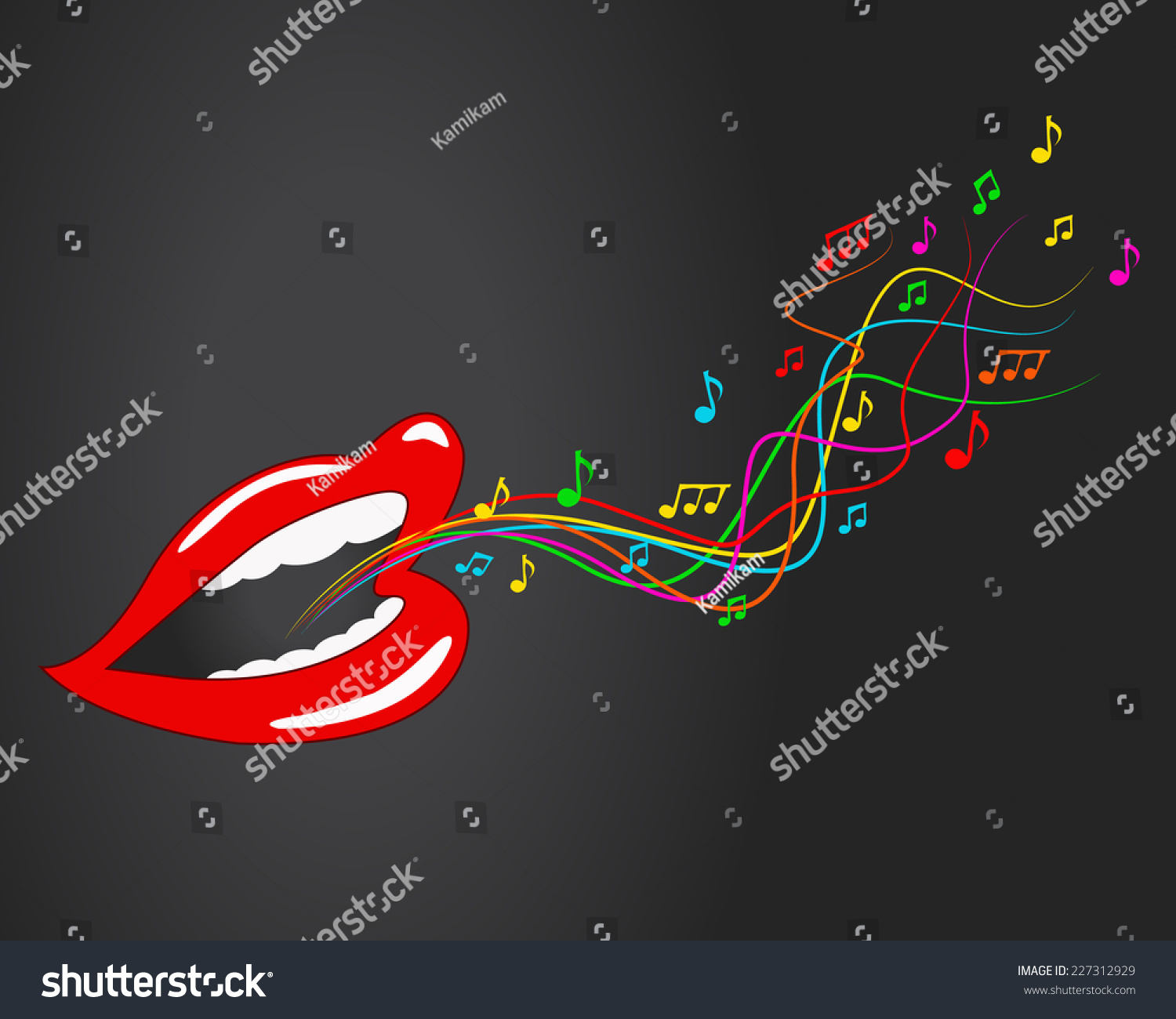 Mouth Lips Vector Music Sing Notes Stock Vector (Royalty Free ...
