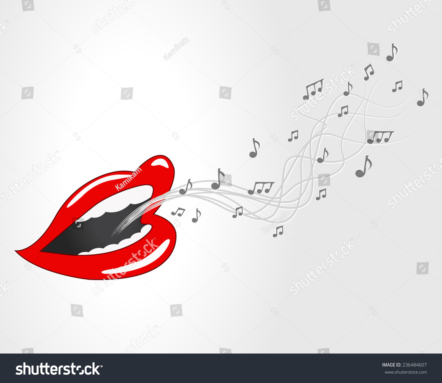 Mouth Lips Vector Music Sing Notes Stock Vector (Royalty Free) 236484607