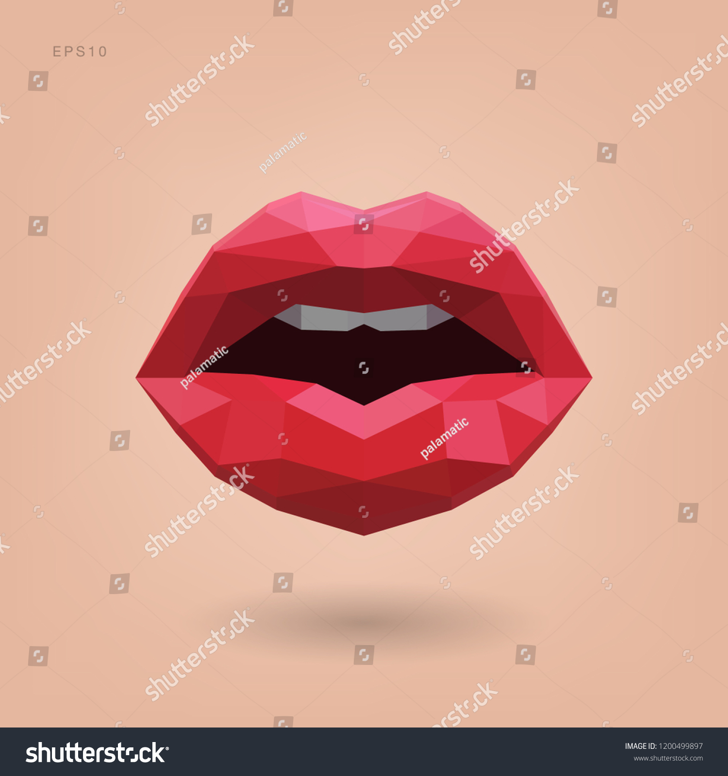 Vektor Stok Mouth Papercraft Pastel 3d Gradient Background (Tanpa ...