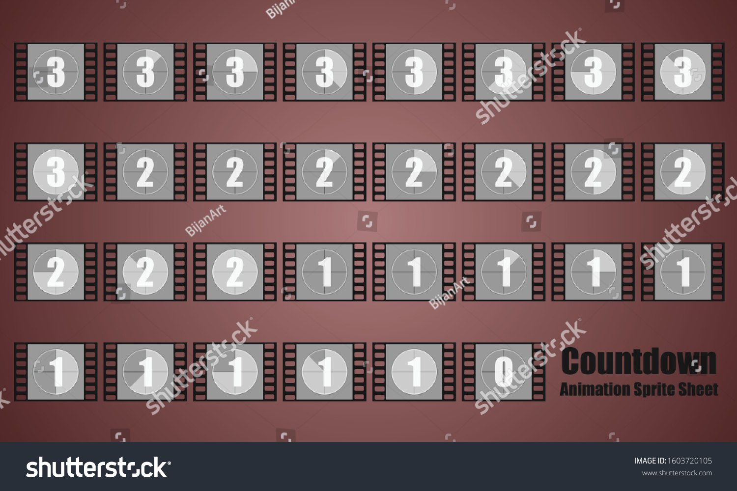 Movie Countdown Timer Animation Sprite Sheet: เวกเตอร์สต็อก (ปลอดค่า ...