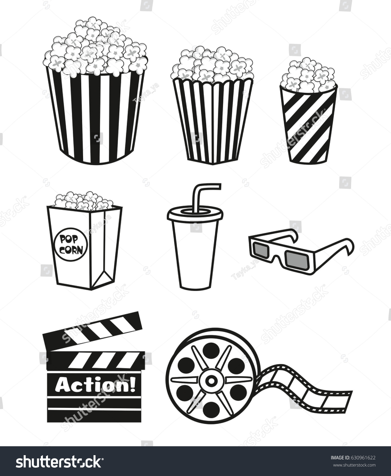 Movie Items Set Vector Illustration Stock Vector (Royalty Free ...