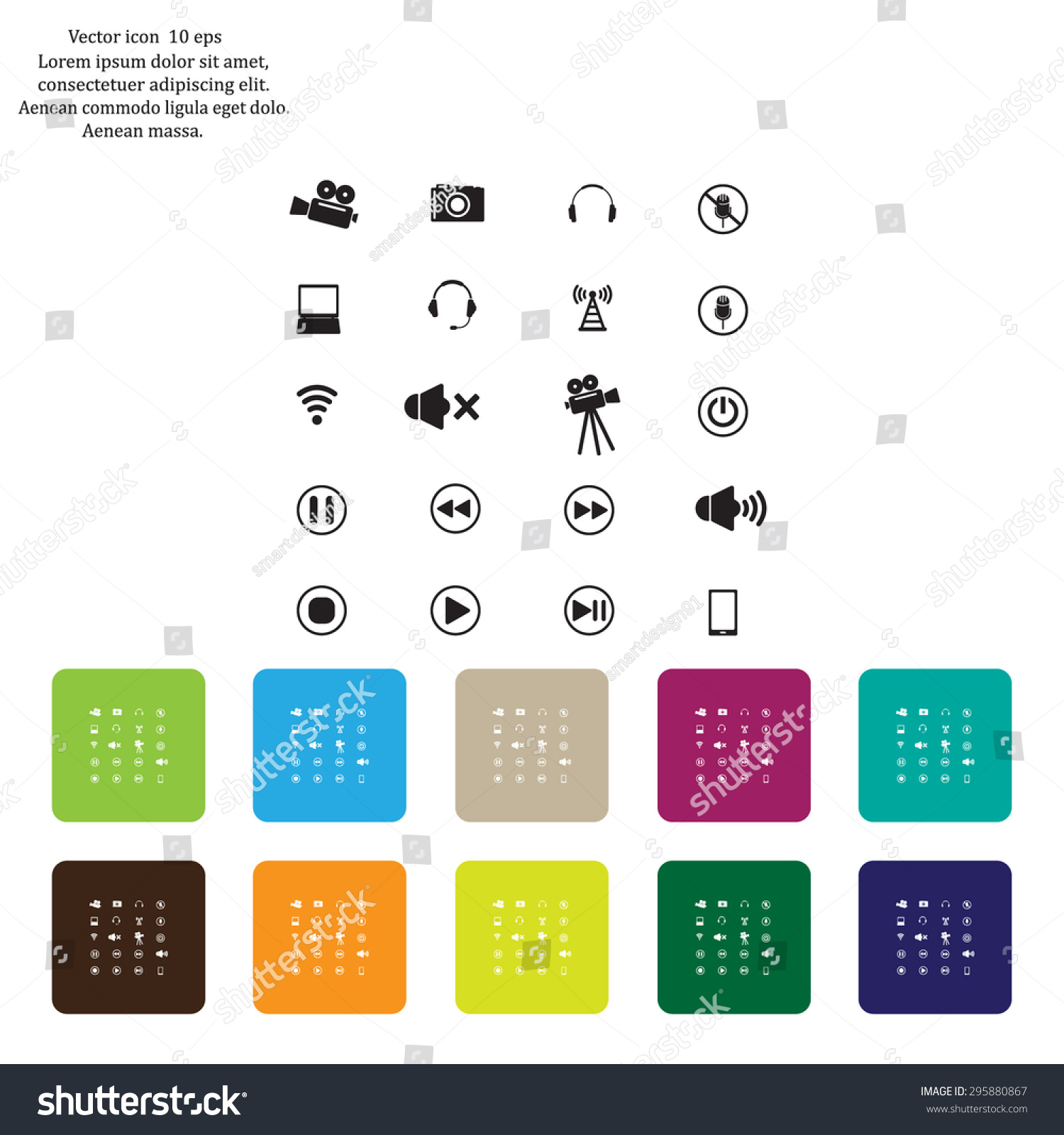 Movie Symbols Vector Set Stock Vector (Royalty Free) 295880867 ...