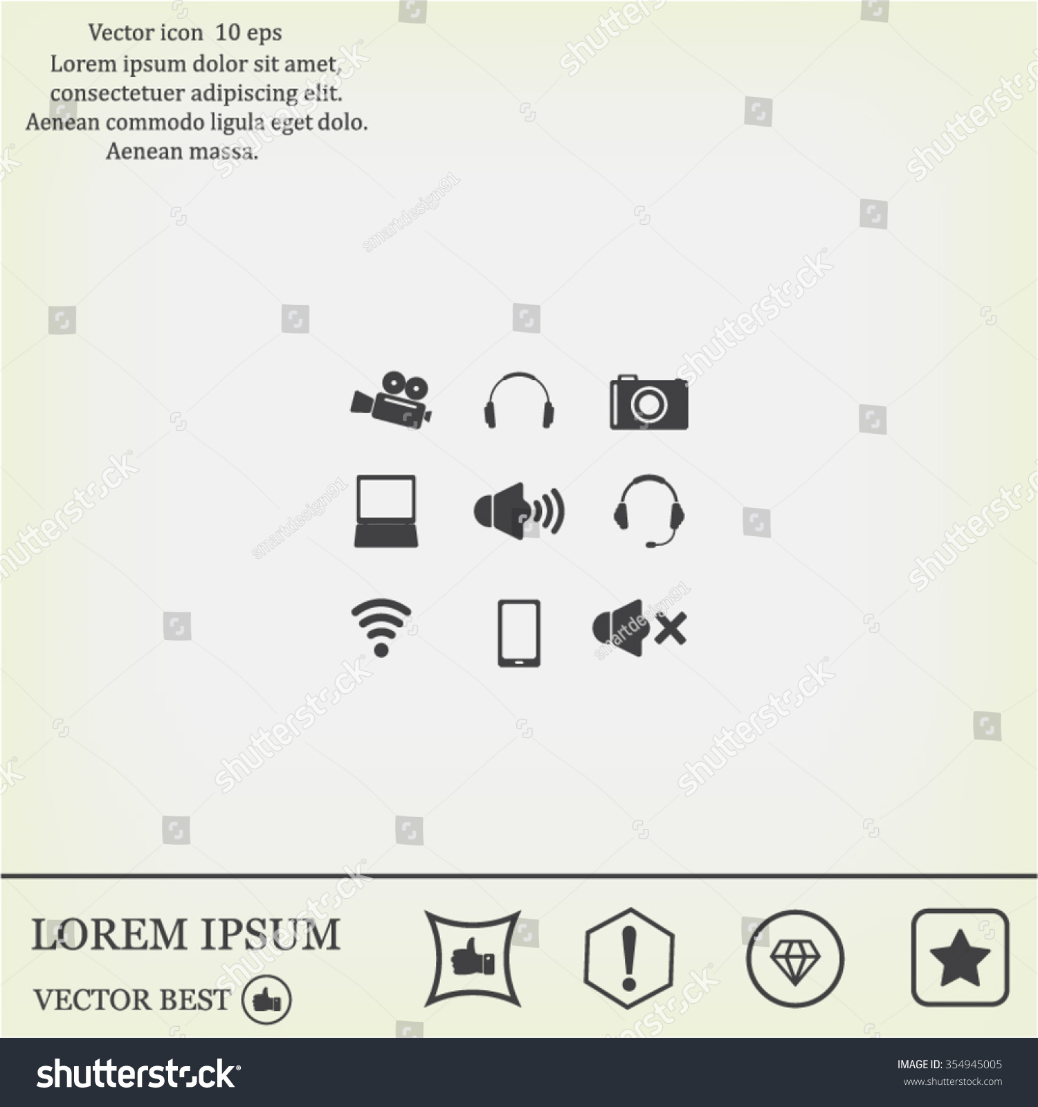 Movie Symbols Vector Set Stock Vector (Royalty Free) 354945005 ...