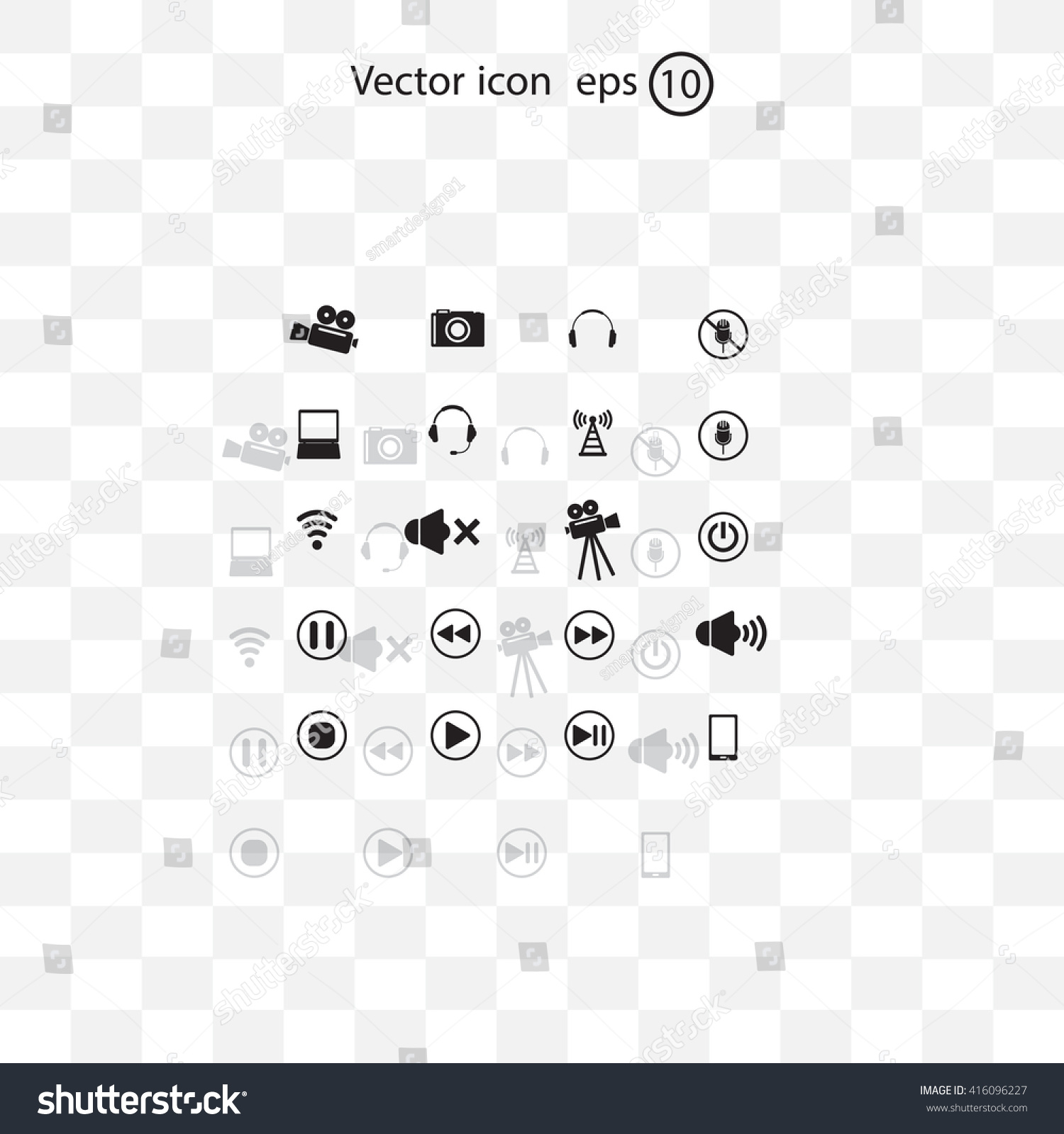 Movie Symbols Vector Set Stock Vector (Royalty Free) 416096227 ...