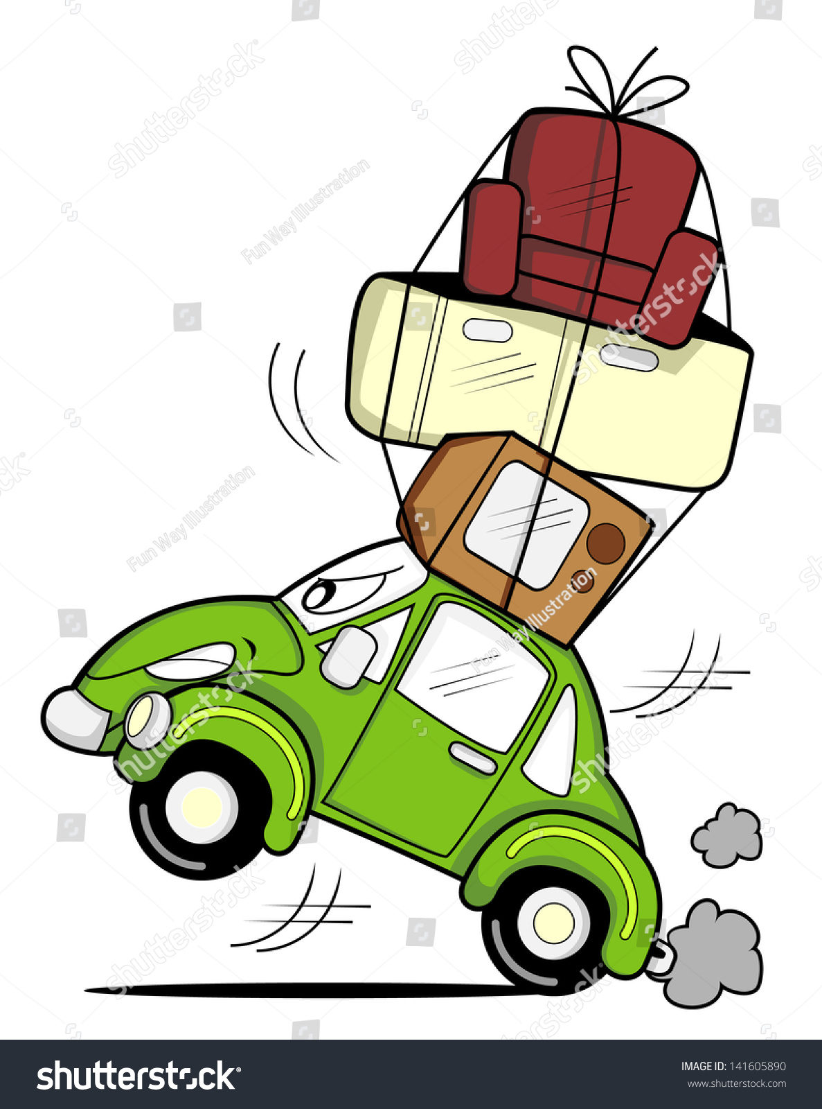 Moving Car Cartoon Stock Vector 141605890 - Shutterstock