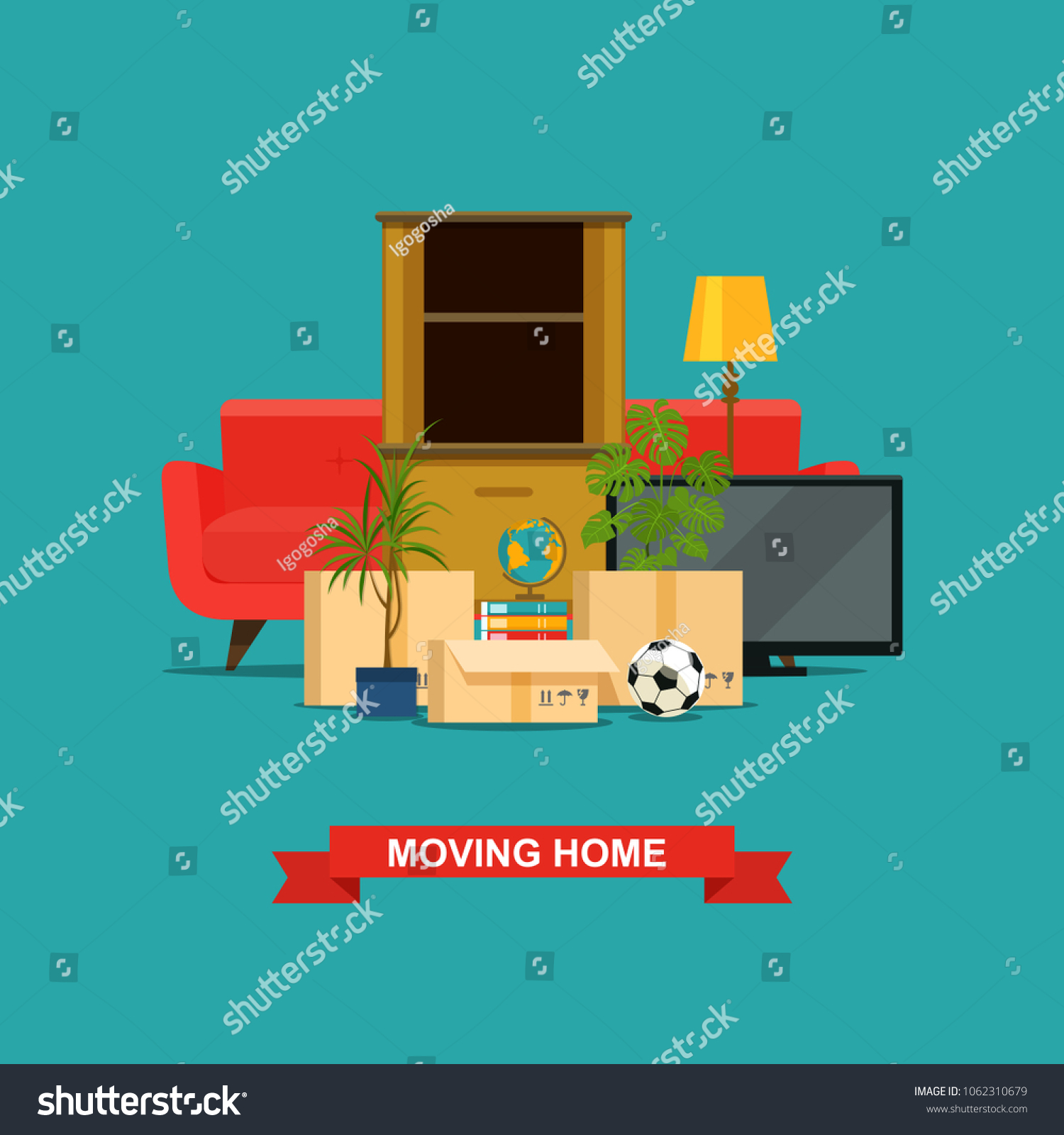 Moving House Vector Flat Style Illustration Stock Vector (Royalty Free ...