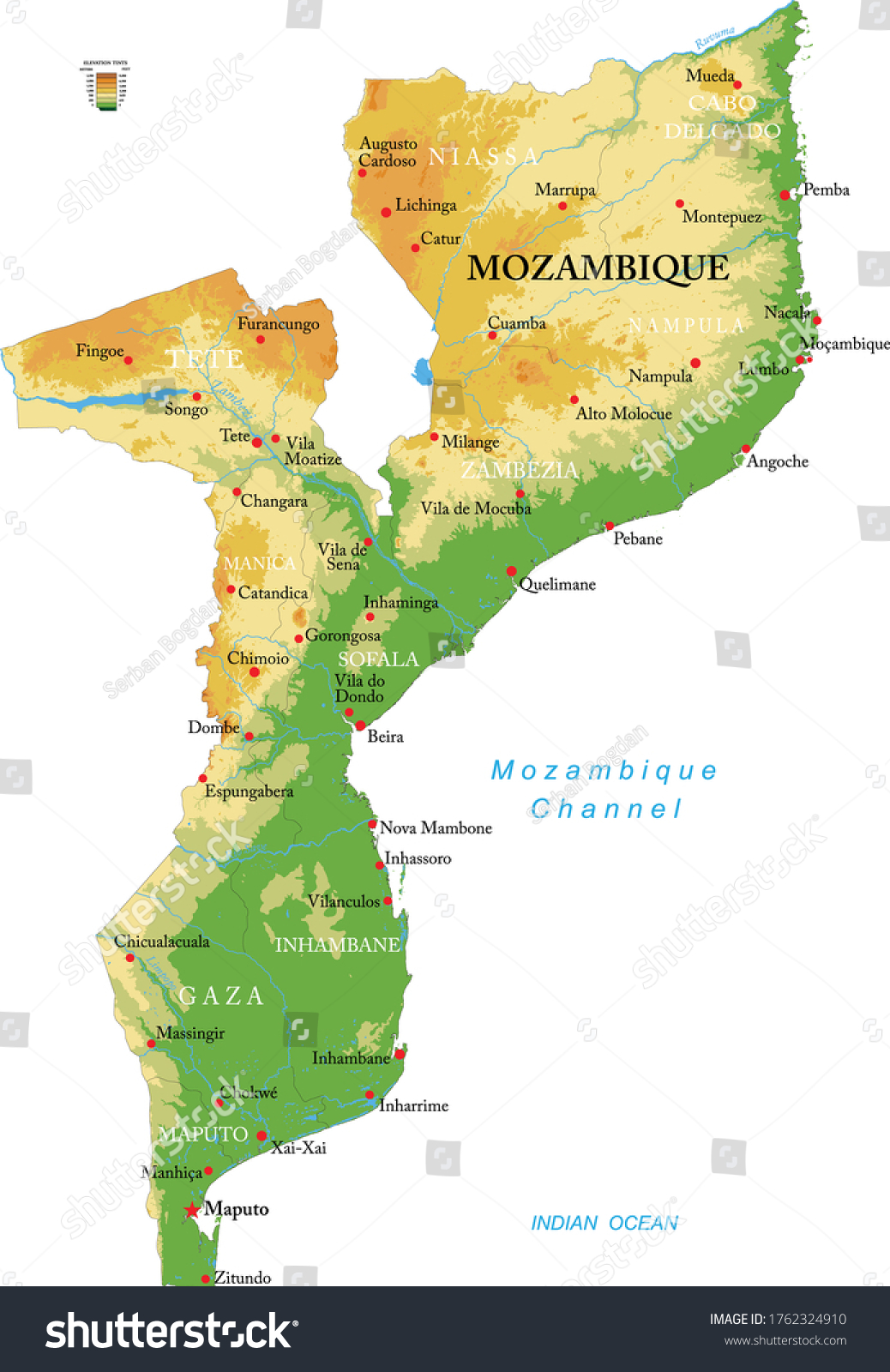Mozambique Highly Detailed Physical Map Stock Vector (Royalty Free ... Mozambique Highly Detailed Physical Map Stock Vector (Royalty Free ...