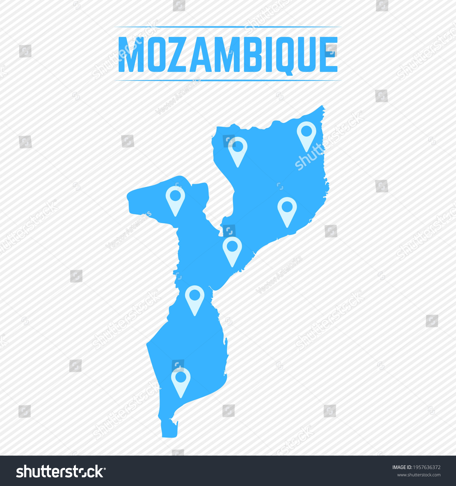 Mozambique Simple Map Map Icons Stock Vector (Royalty Free) 1957636372 ...