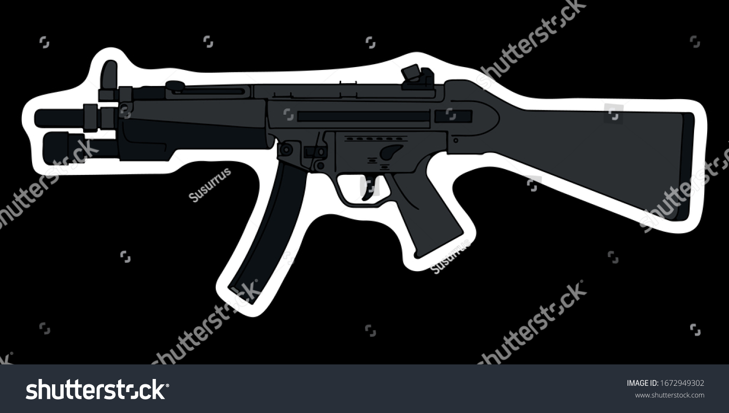 Mp5 German Submachine Gun Vector Illustration: Vector có sẵn (miễn phí ...