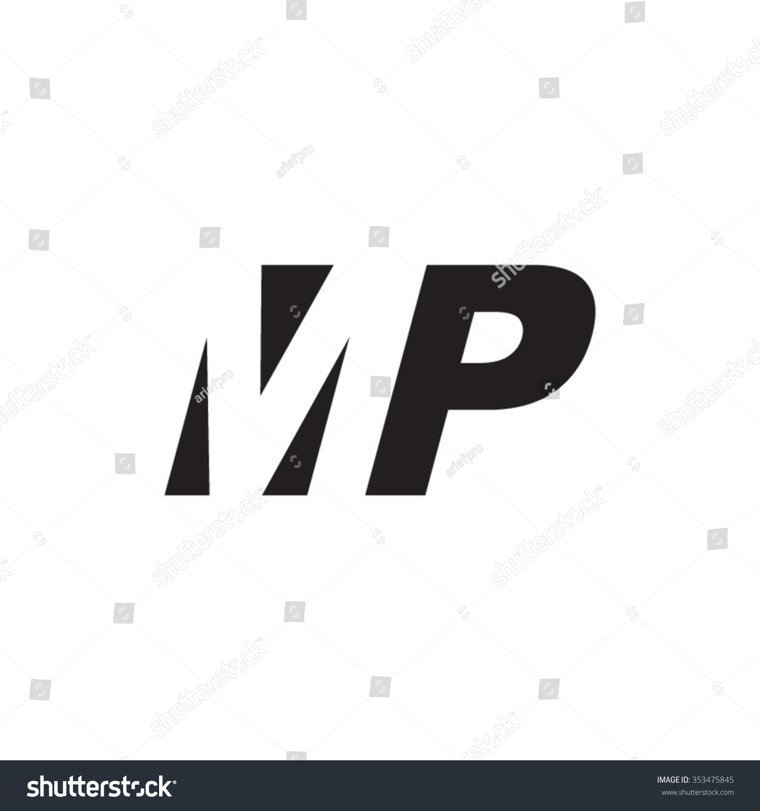 Mp Negative Space Letter Logo Stock Vector (Royalty Free) 353475845 ...