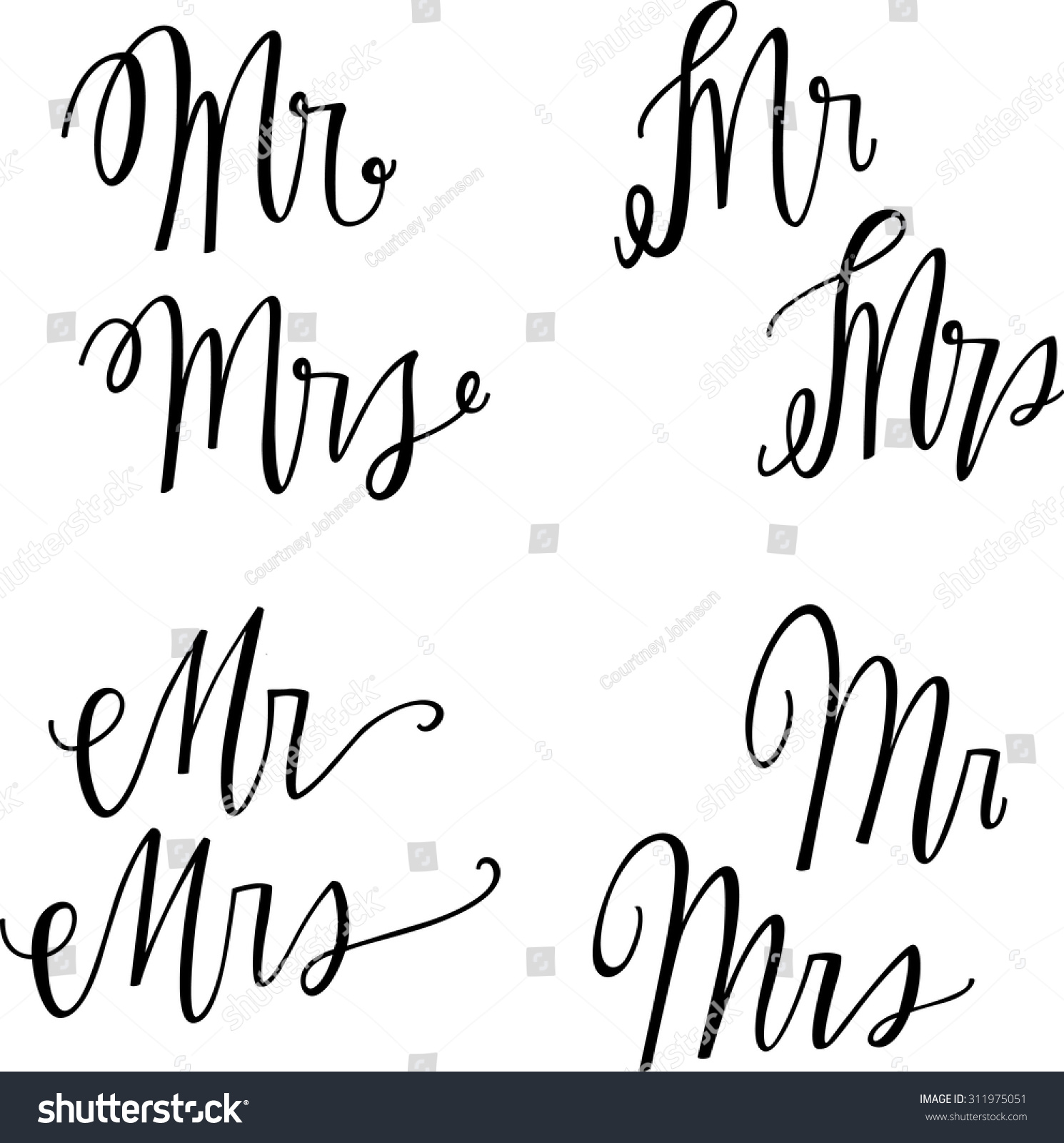 Mr Mrs Handlettered Vector Set: เวกเตอร์สต็อก (ปลอดค่าลิขสิทธิ์ ...