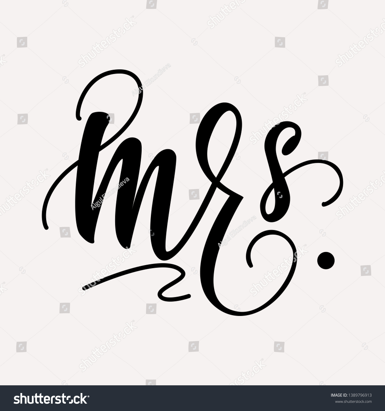 Mrs Lettering Design Vector Illustration Stock Vector (Royalty Free ...