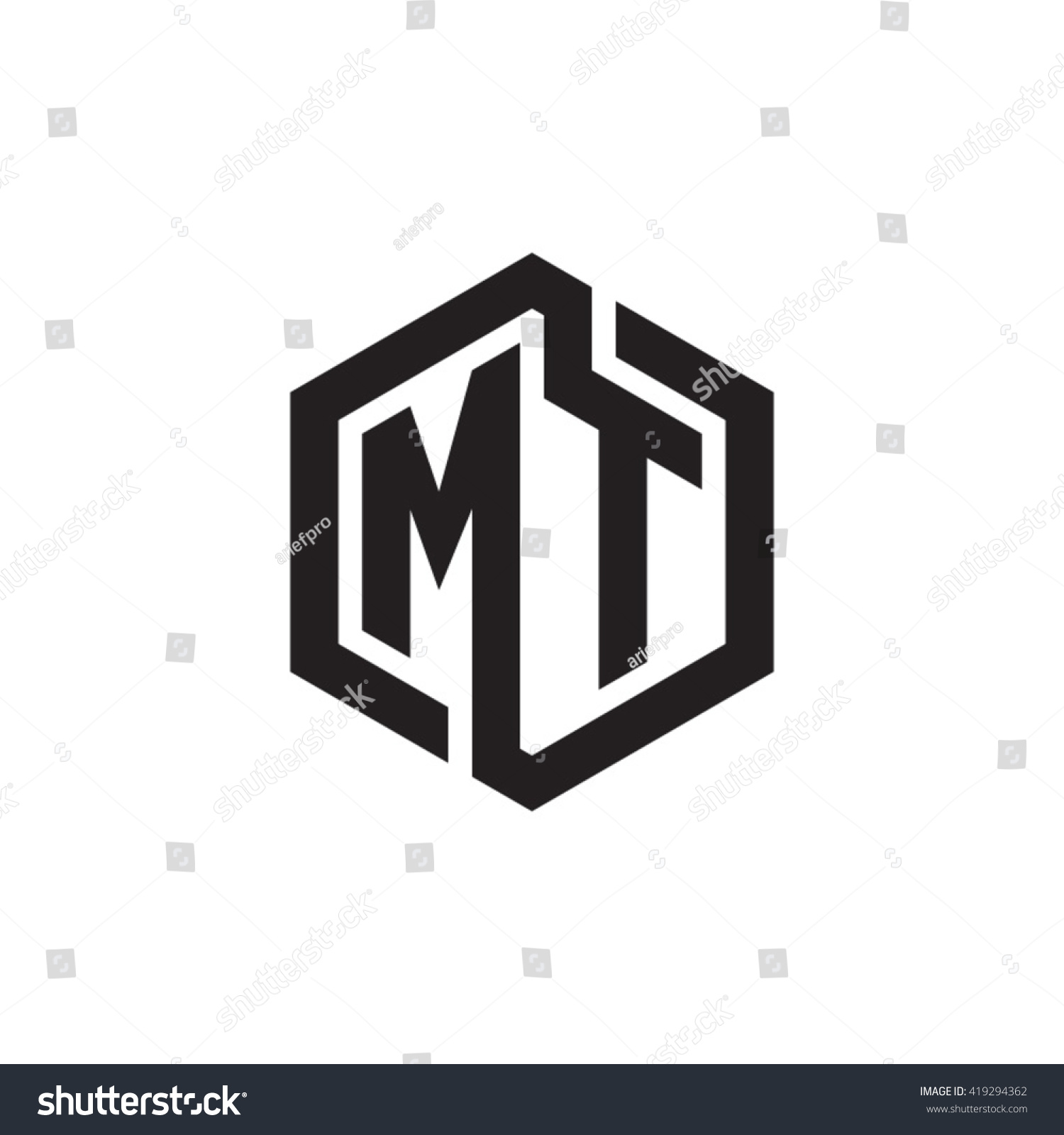 Mt Initial Letters Looping Linked Hexagon Stock Vector (Royalty Free ...
