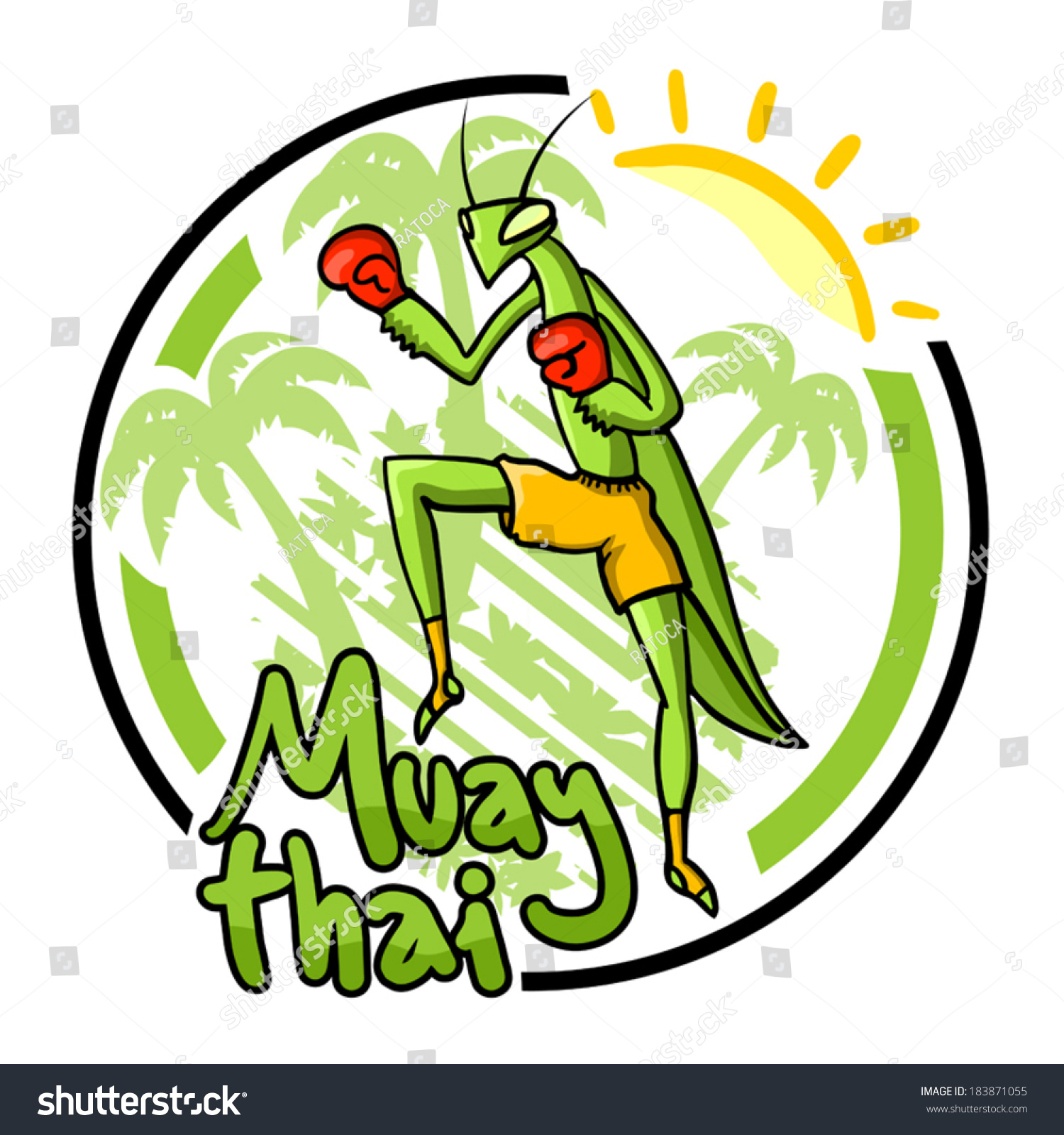 Muay Thai Emblem Stock Vector (Royalty Free) 183871055