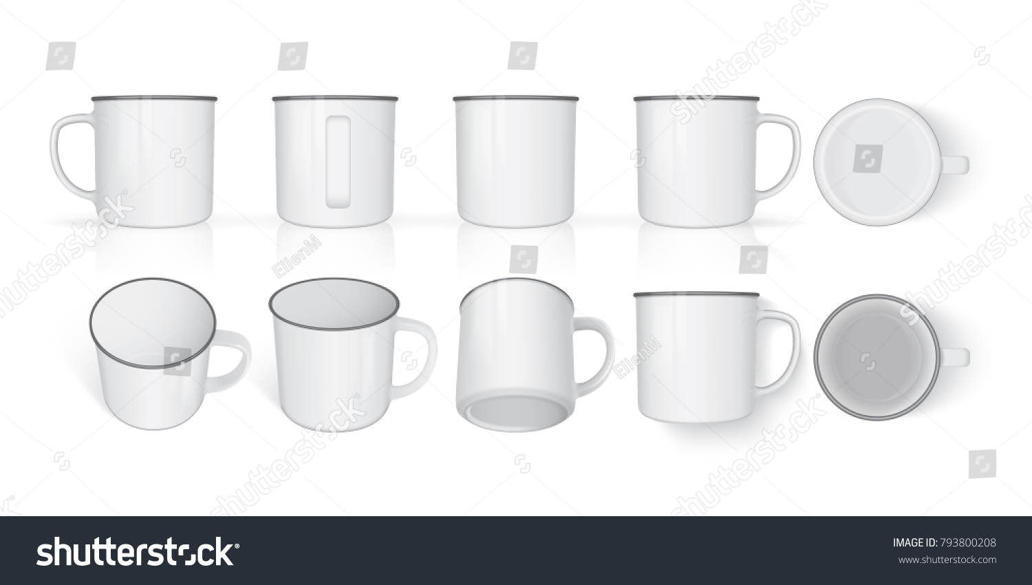 Vektor Stok Mug Different Sides Mock Vector Template (Tanpa Royalti ...