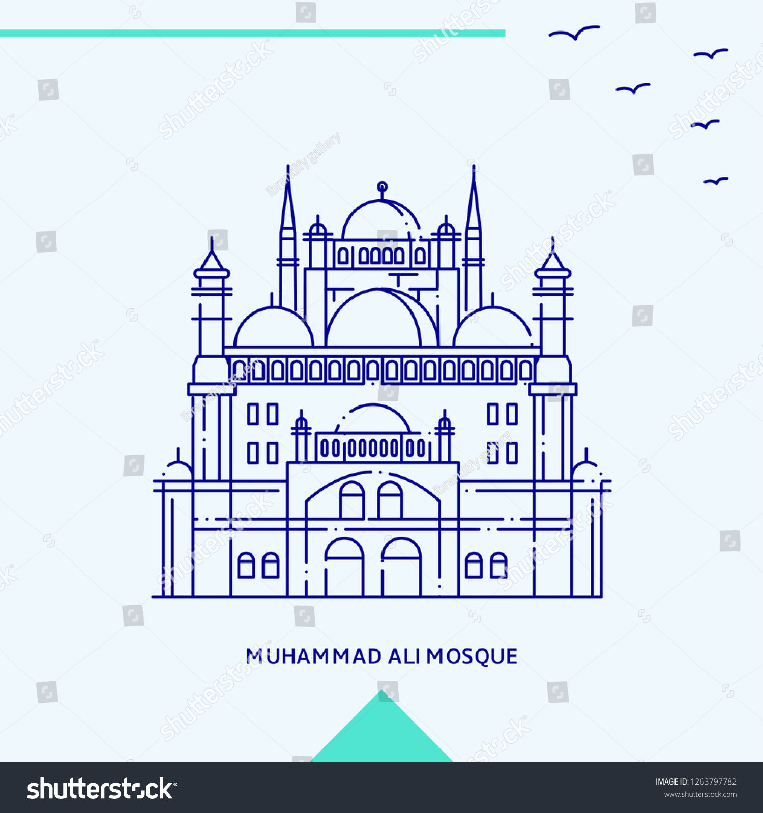 Muhammad Ali Mosque Skyline Vector Illustration Stock Vector (Royalty ...
