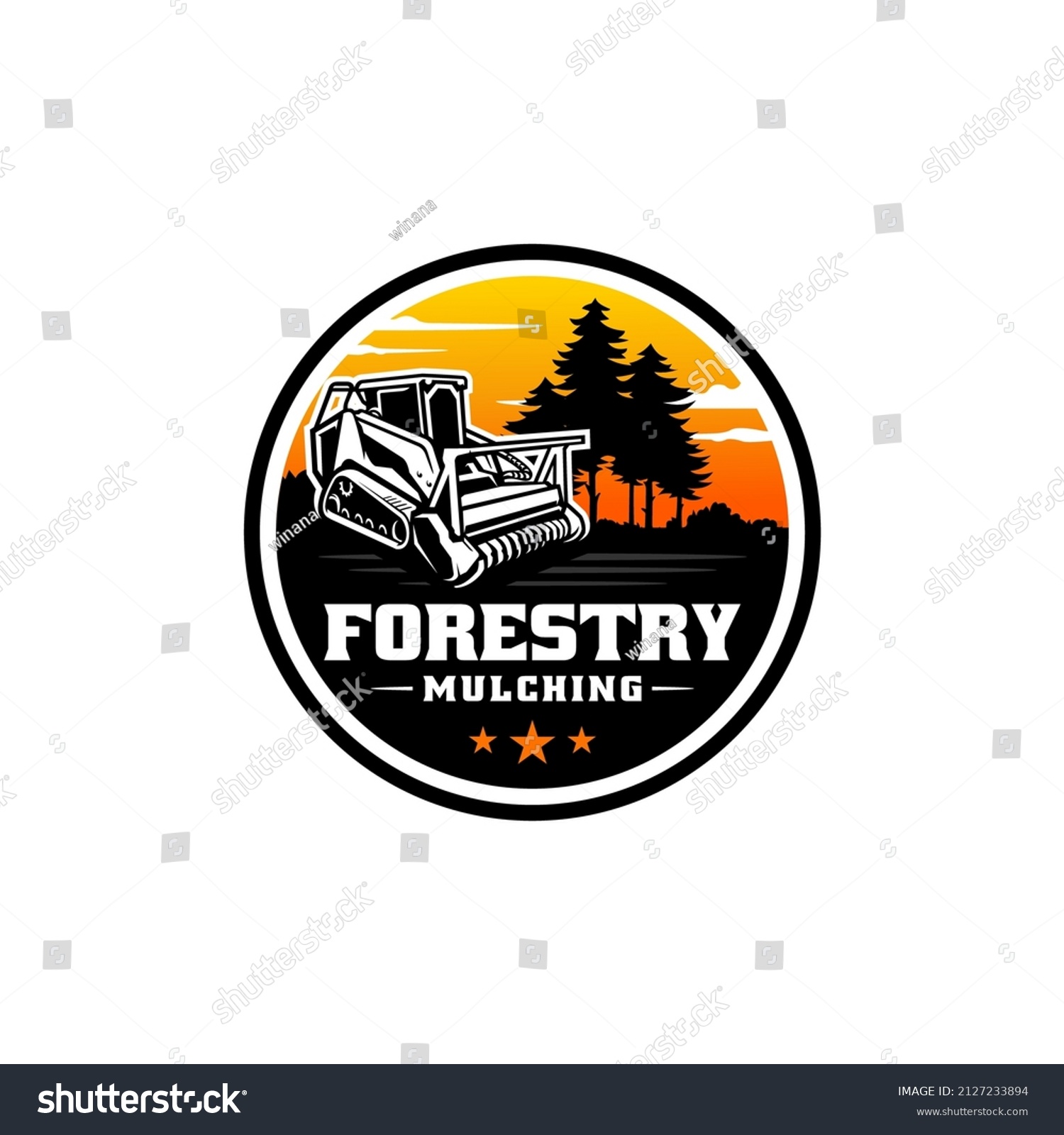 Mulcher Forestry Mulching Machine Logo Vector Stock Vector (Royalty ...