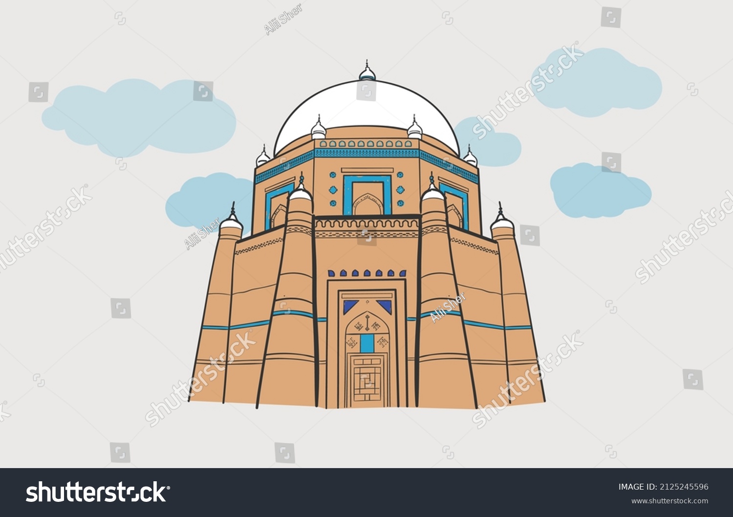 Multan Tomb Monument Vector Illustration Stock Vector (Royalty Free ...