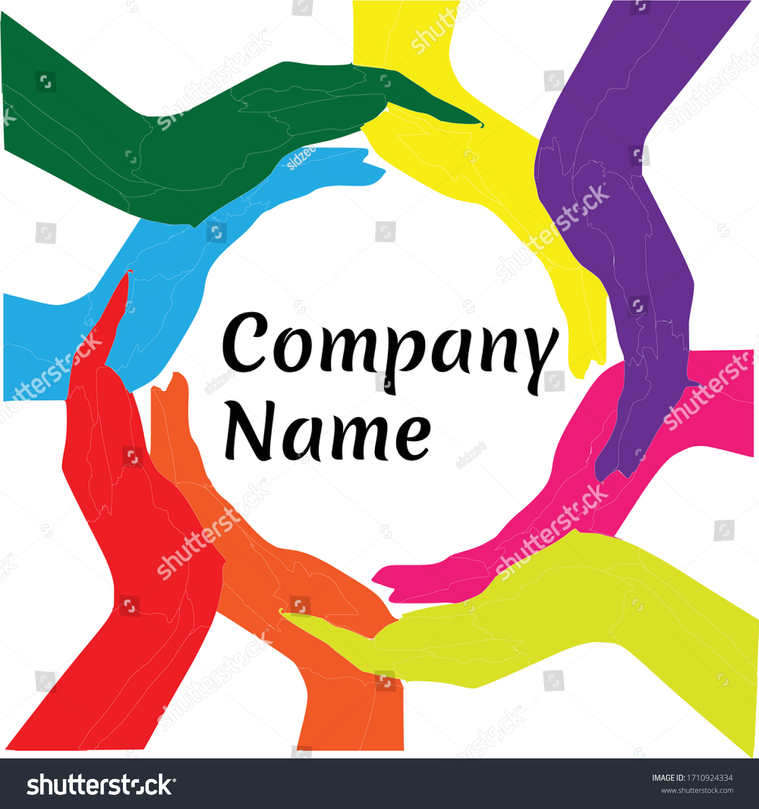 Multi Color Hands Concept Logo Vector Stock Vector (Royalty Free ...