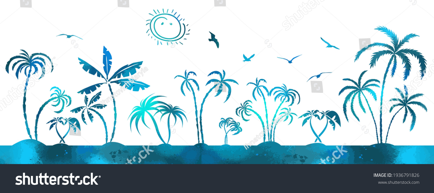 Multicolored Blue Palms Trees Vector Illustration Stock Vector (Royalty ...