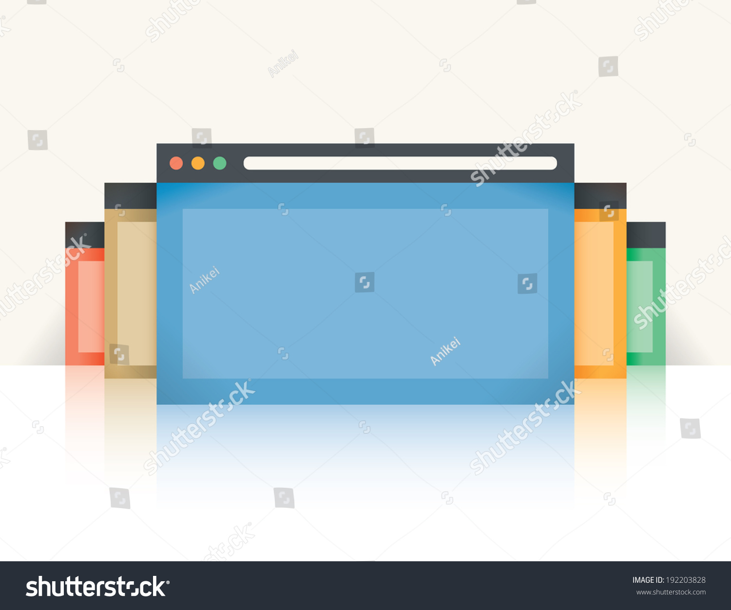 Multi Colored Internet Browser Windows Reflection Stock Vector (Royalty ...