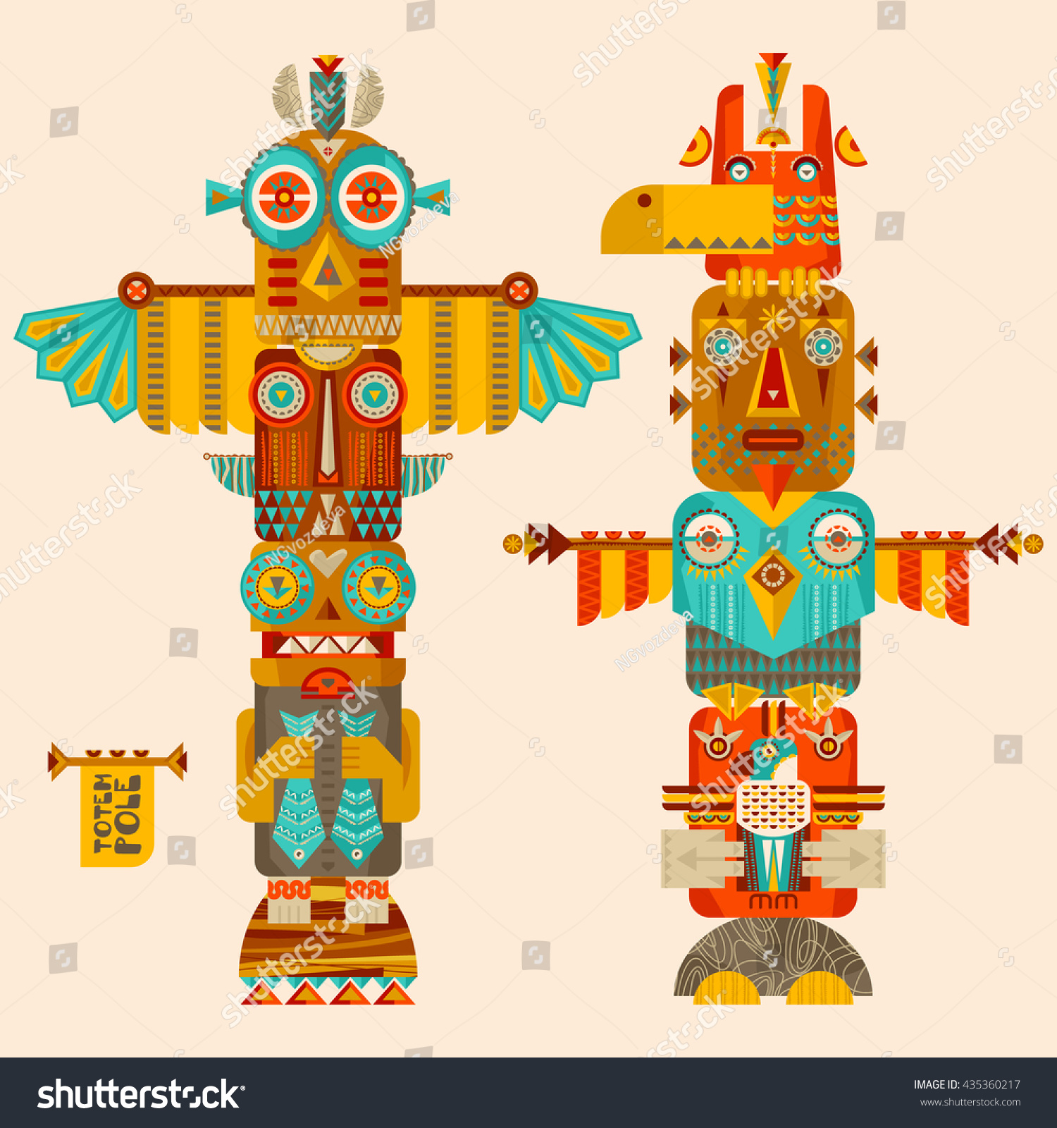 Tótem multicolor. Ilustración del vector: vector de stock (libre de ...