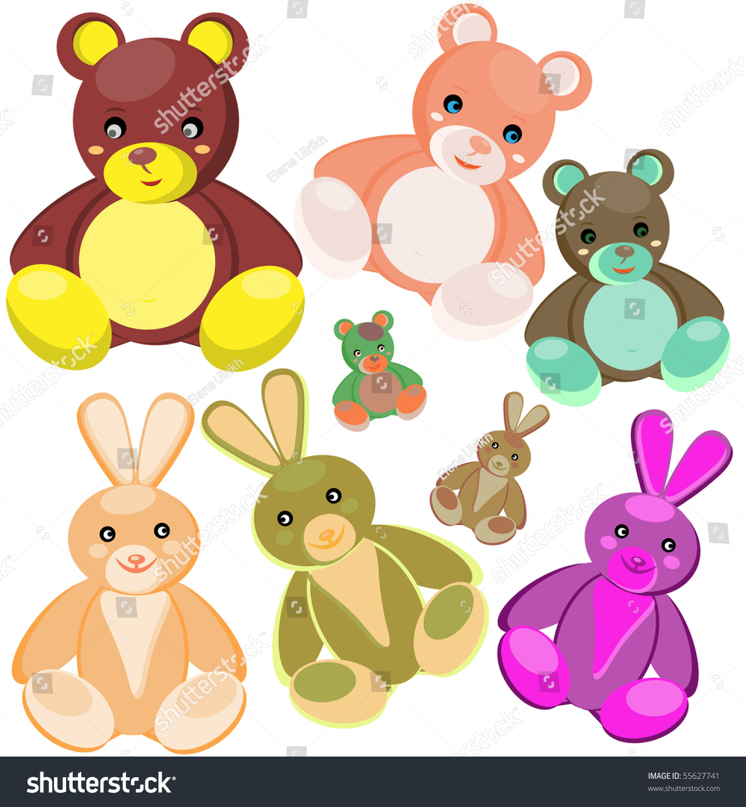 Multicoloured Soft Toys Vector Illustration Stock Vector 55627741 ...